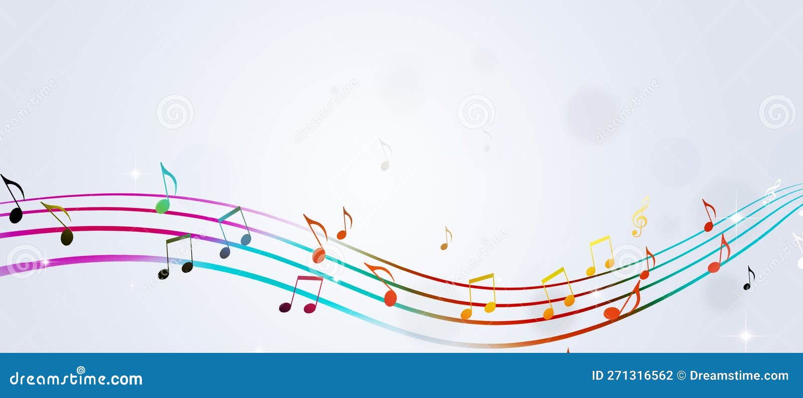 Bright Music Notes Multicolor Banner Stock Illustration - Illustration ...