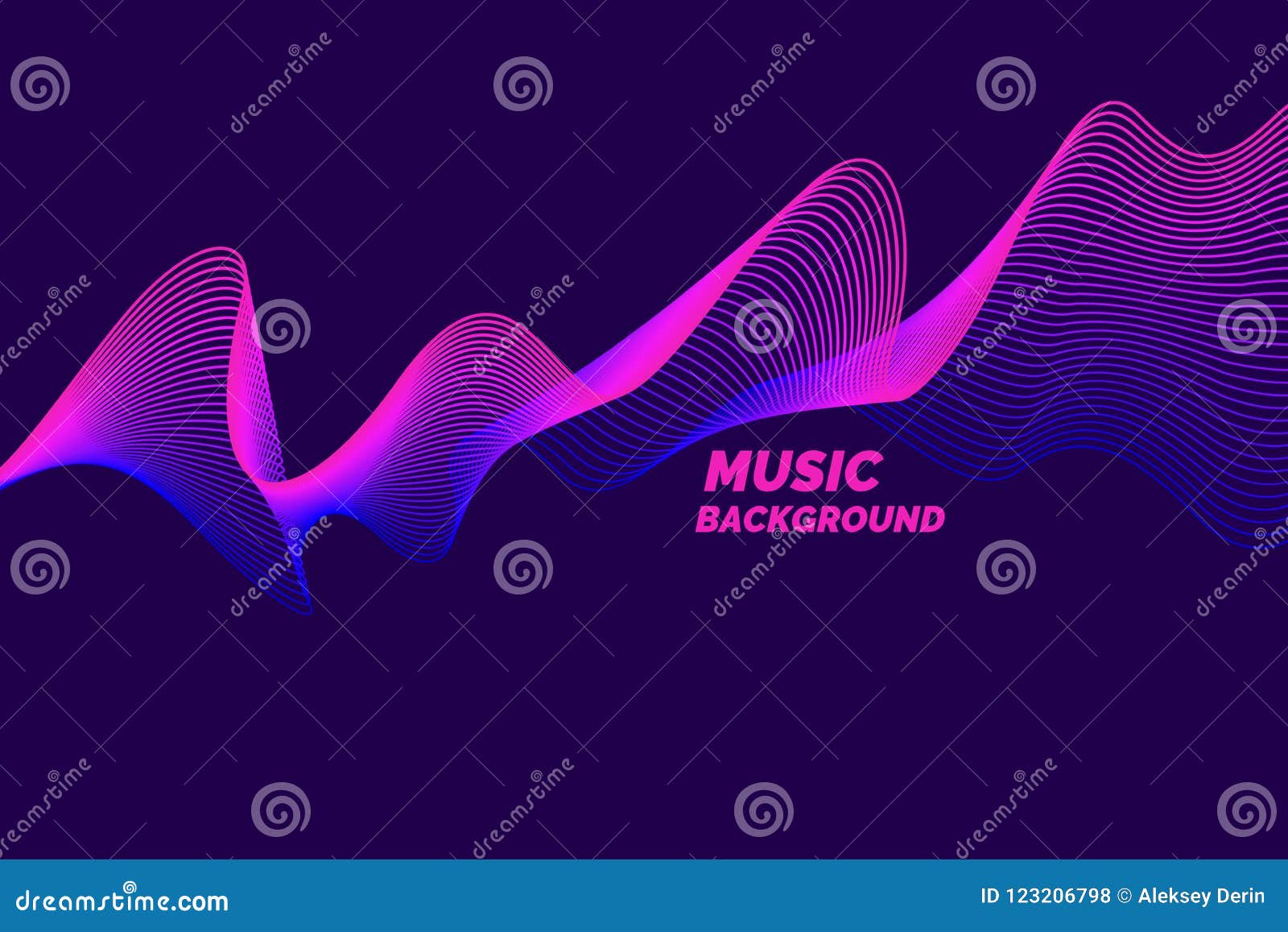 Bright Music Poster with Dynamic Waves. Vector Illustration Stock ...