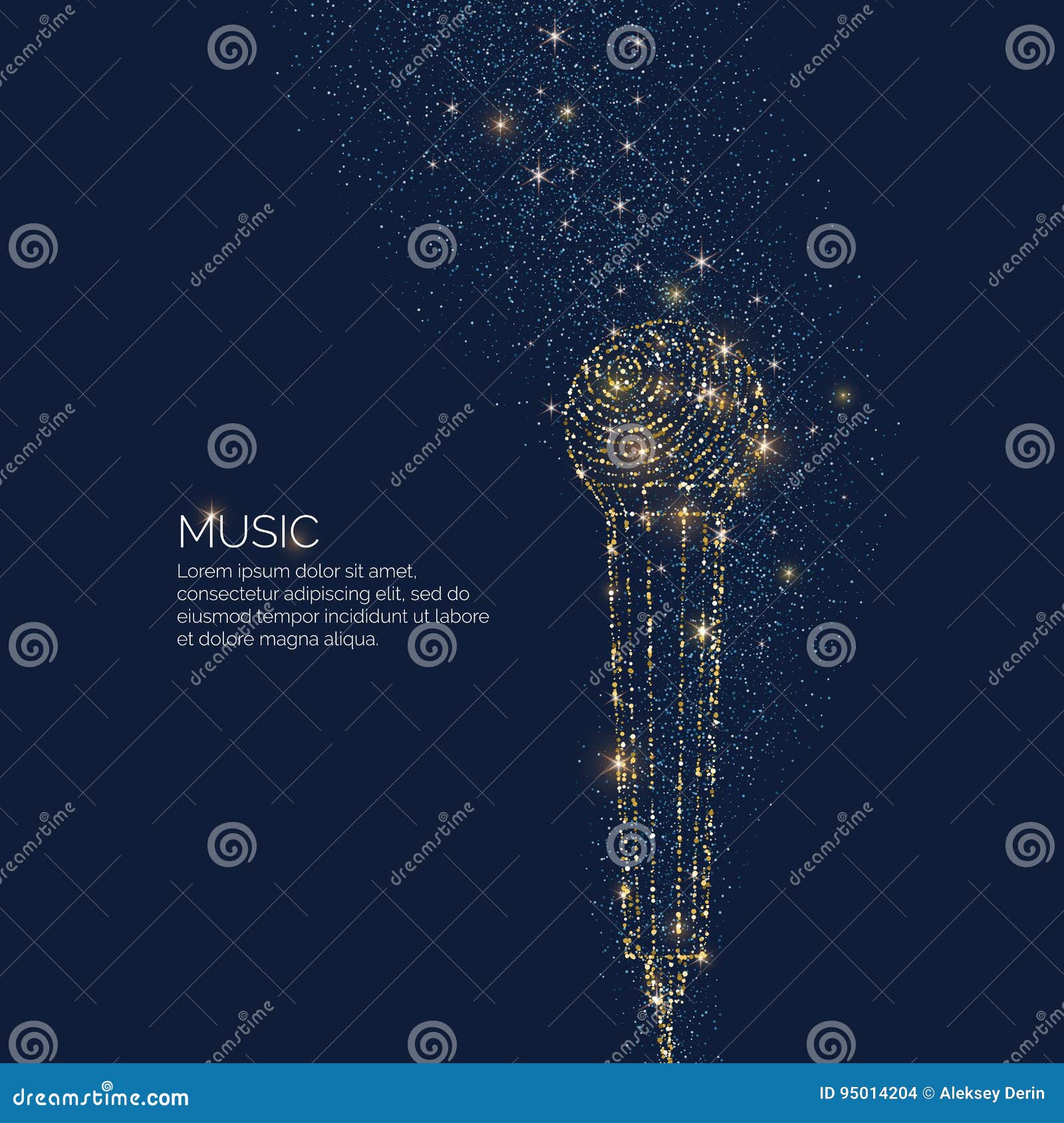 Bright Music Poster with Microphone of Glitter Place for Text. Vector ...