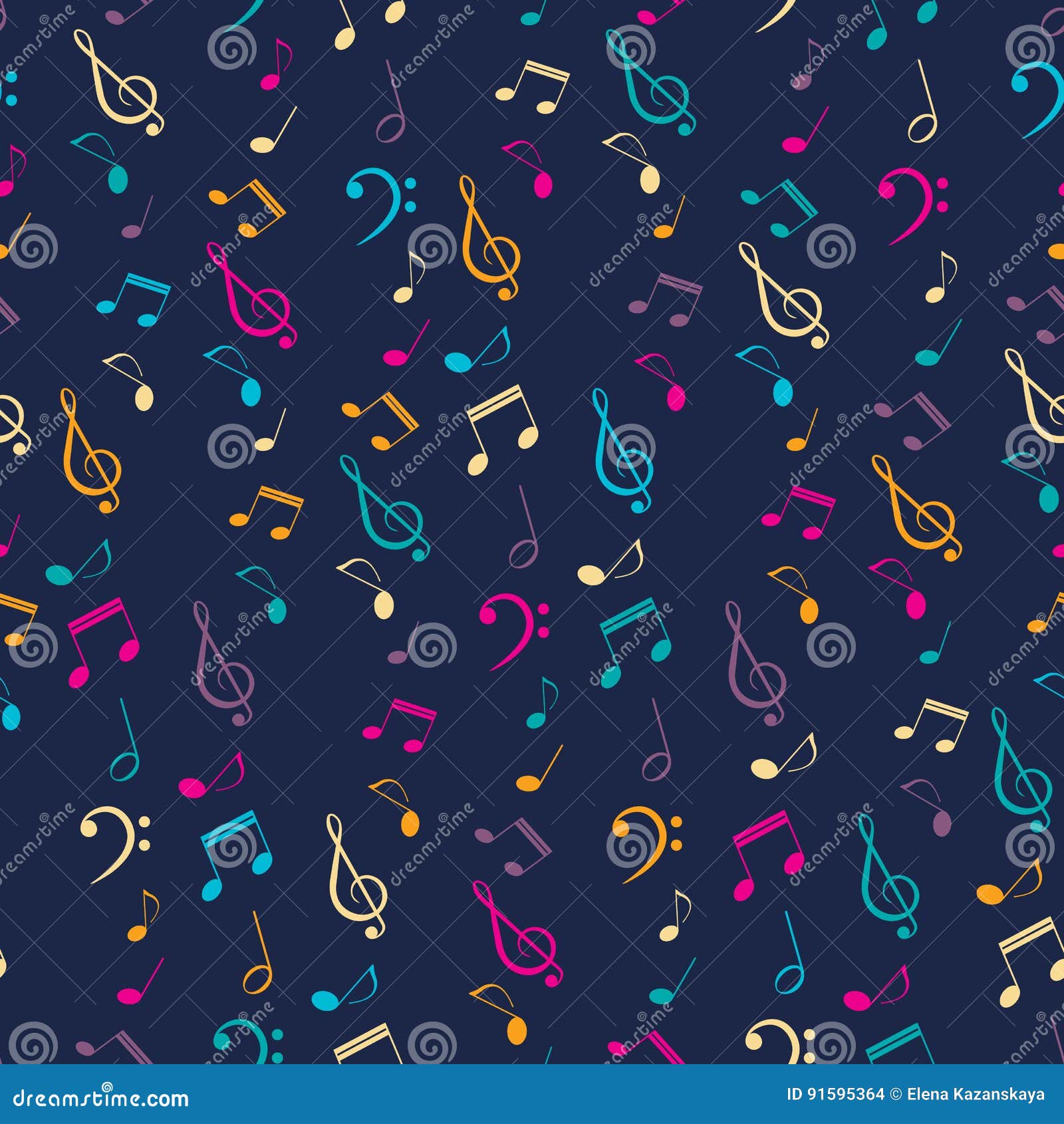 Bright Musical Seamless Pattern Stock Vector - Illustration of bright ...
