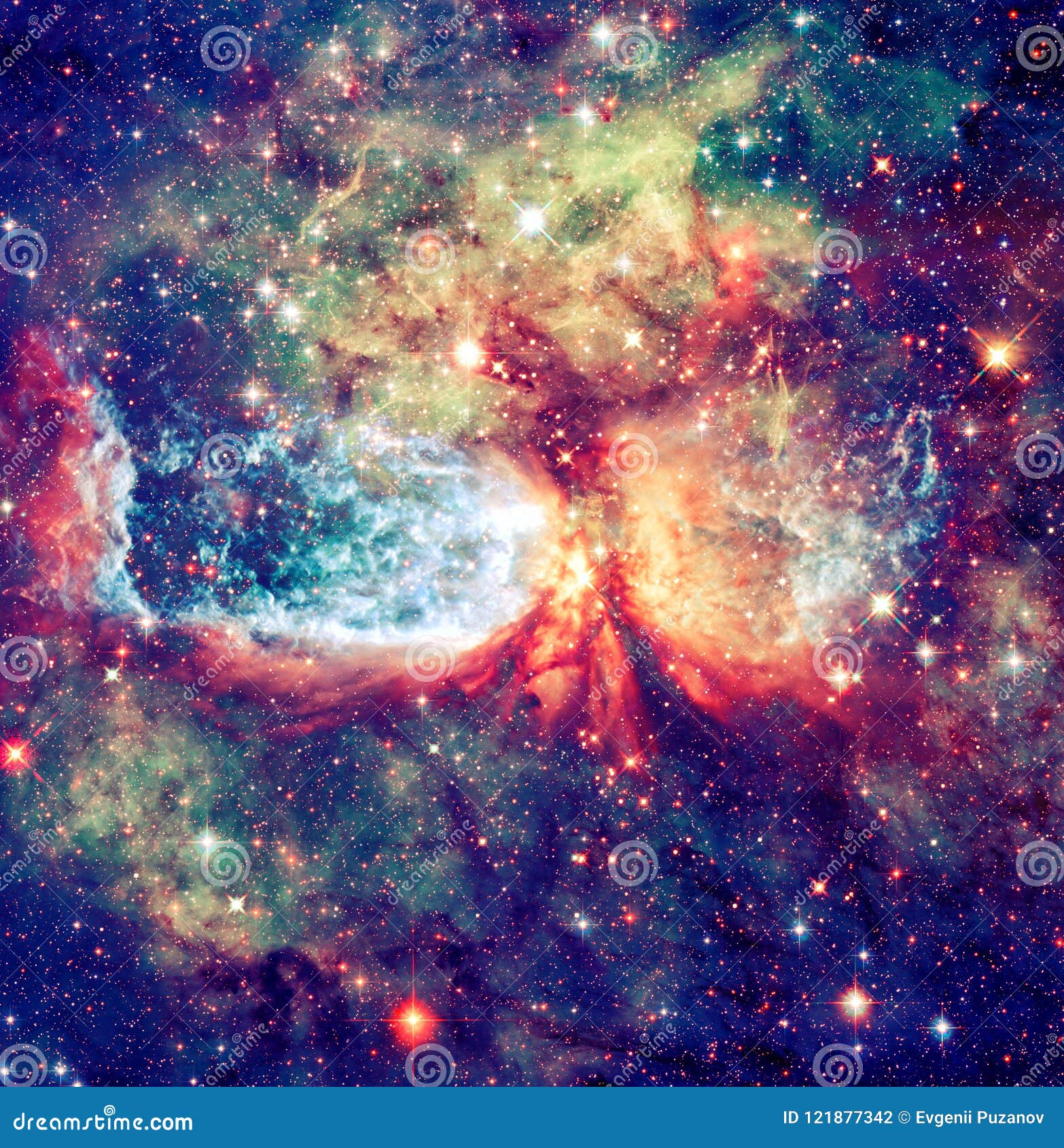 Bright Nebula with Stars in Outer Space. Stock Photo - Image of plasma ...