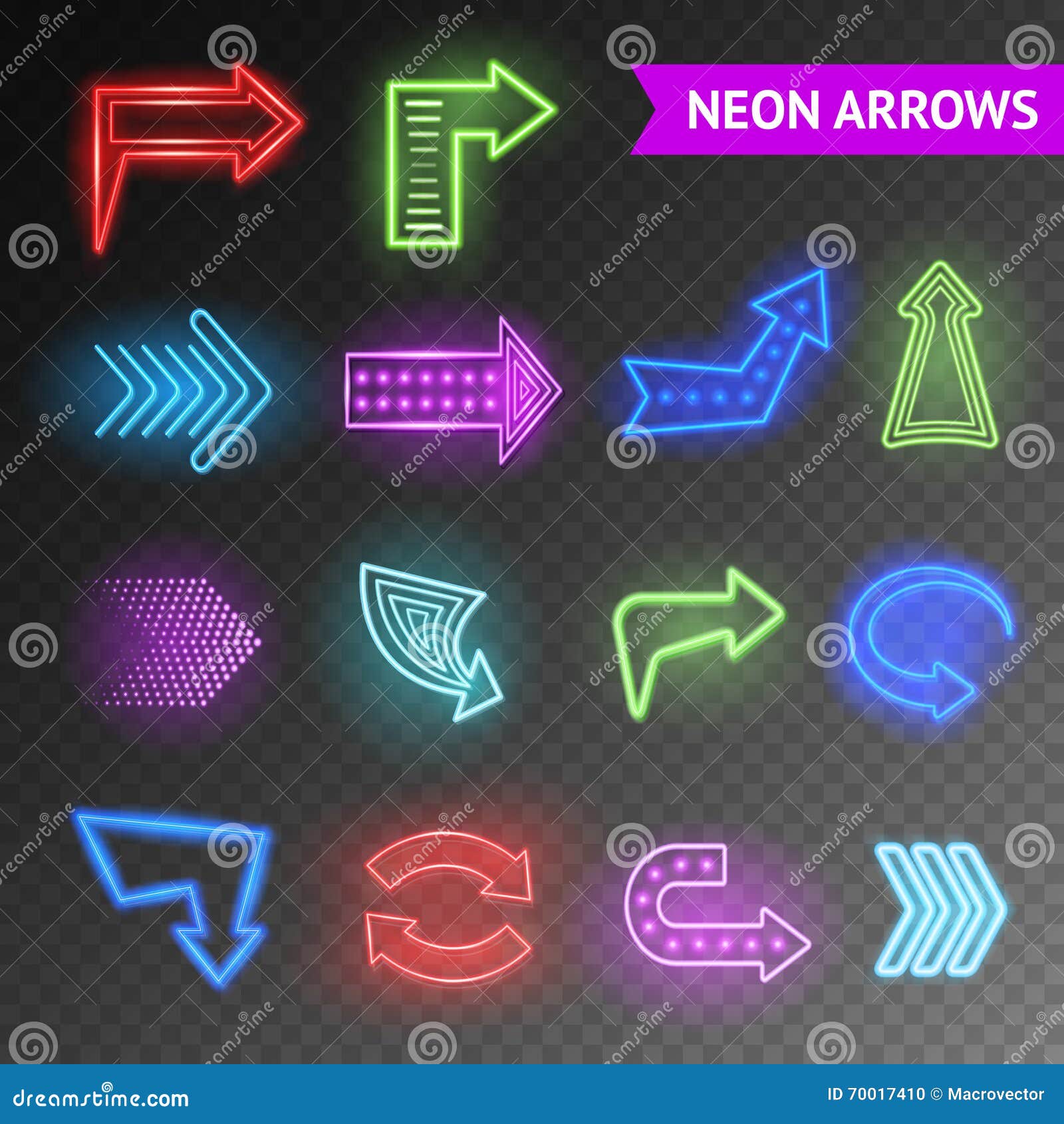 Bright Neon Arrows Set stock illustration. Illustration of background ...