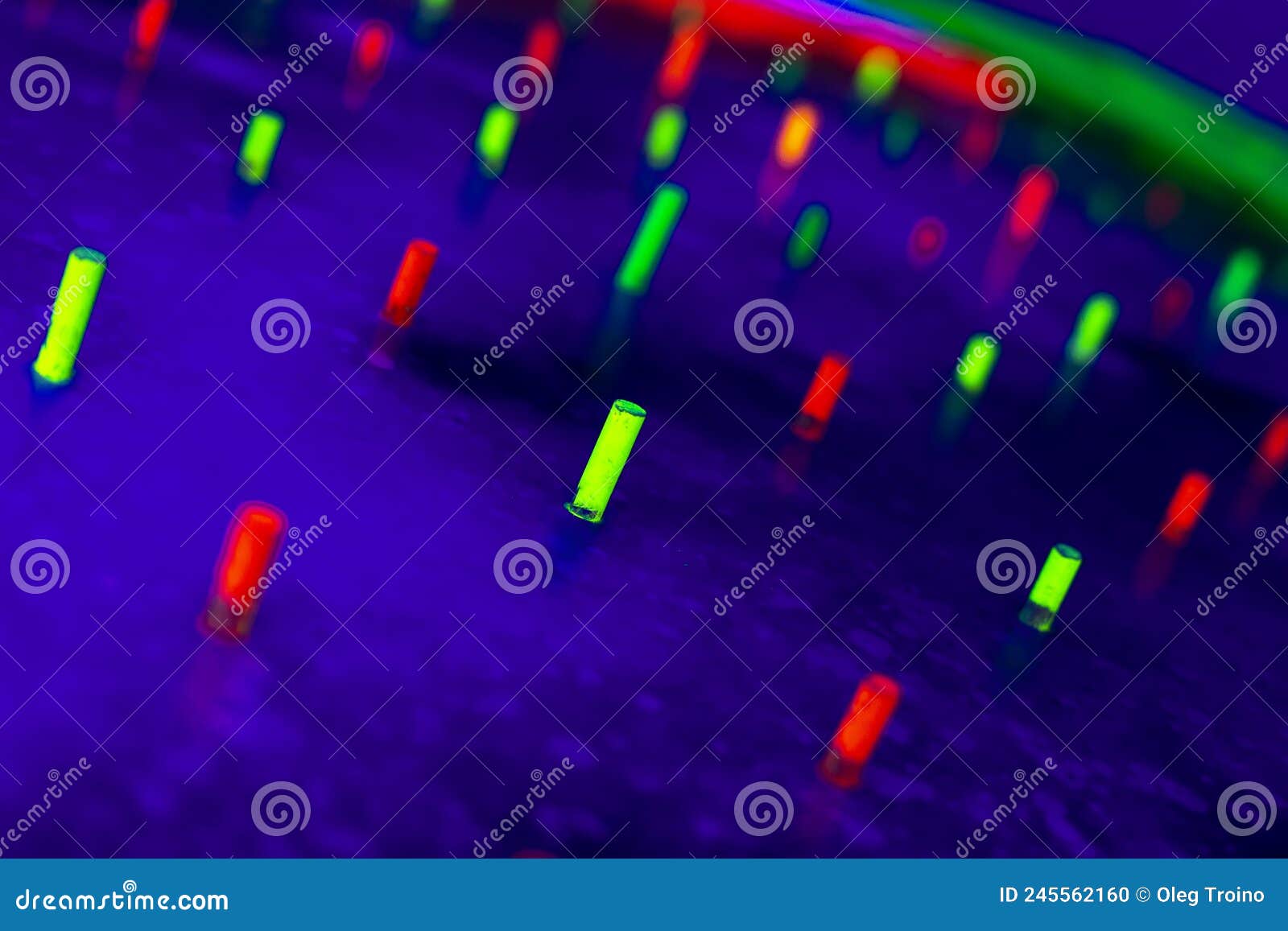 Bright Neon Colored Glowing Diodes on a Blue Background Stock Photo ...