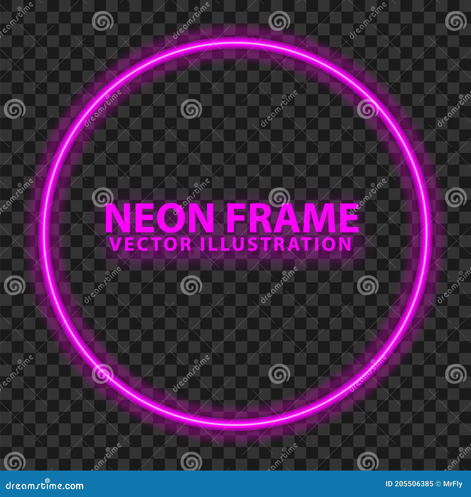 Bright Purple Round Neon Frame, Editable Vector Illustration Stock ...