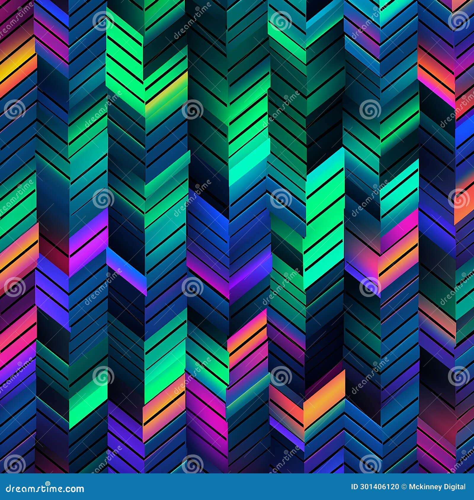 Neon Tech Style Design in Abstract Shapes and Lines. Stock Photo ...