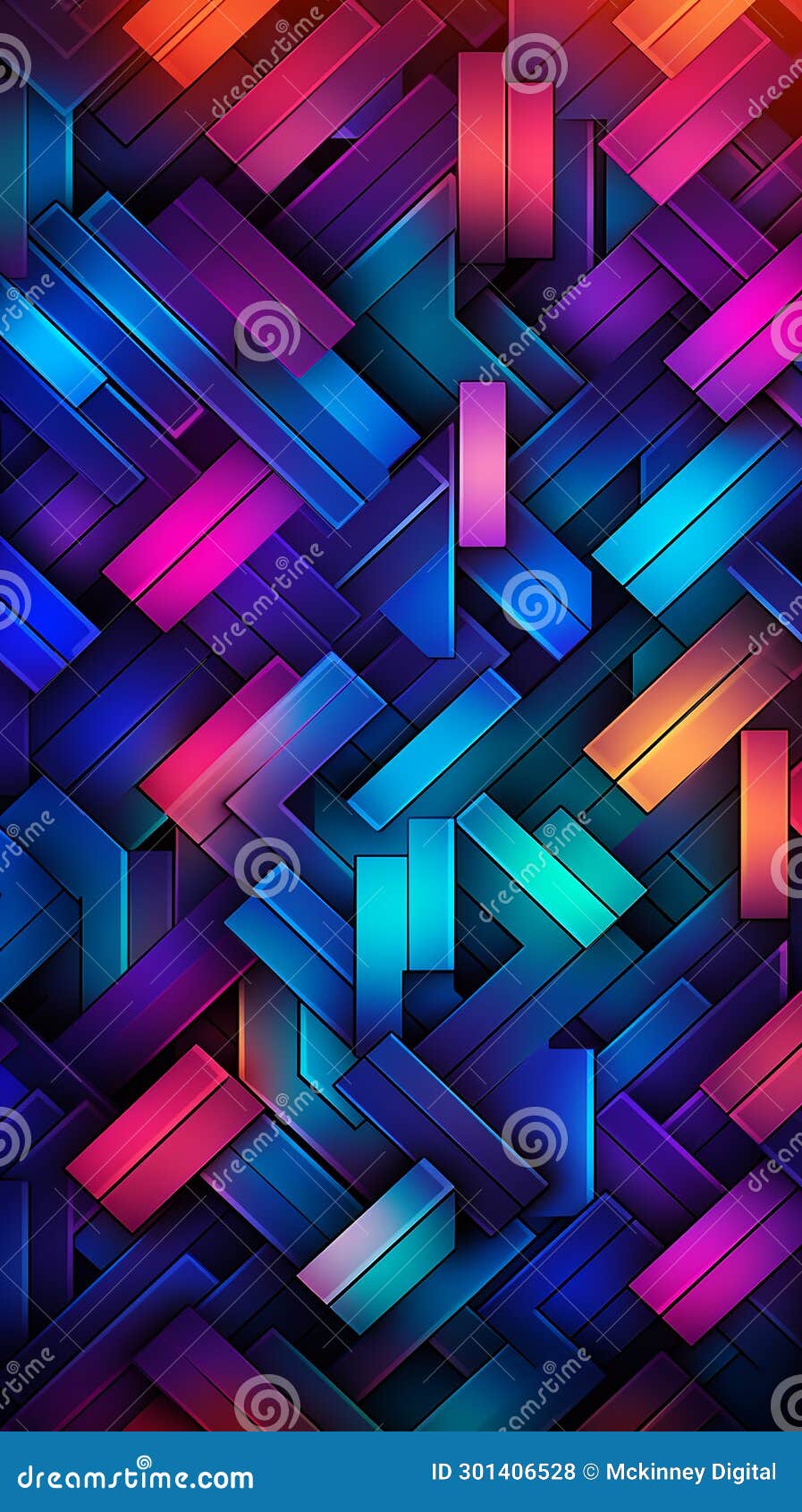 Neon Tech Style Design in Abstract Shapes and Lines. Stock Illustration ...