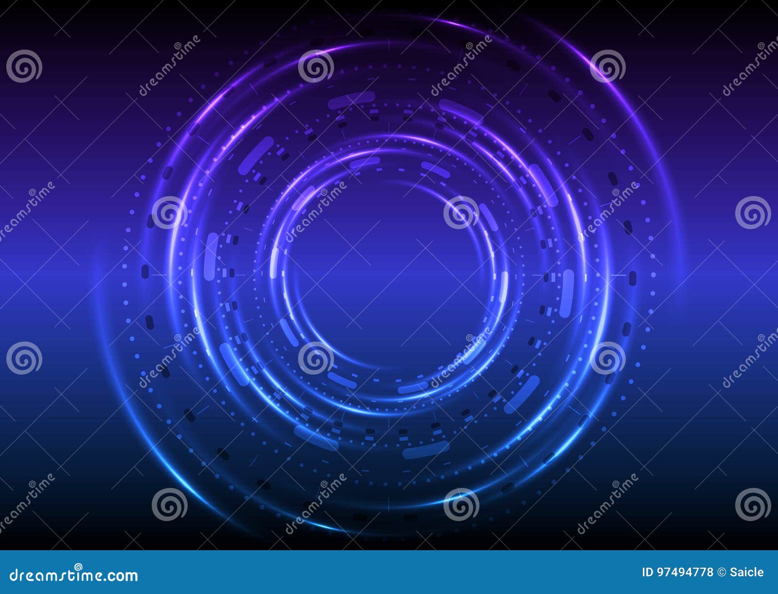 Bright Neon Glowing HUD Technology Abstract Background Stock Vector ...