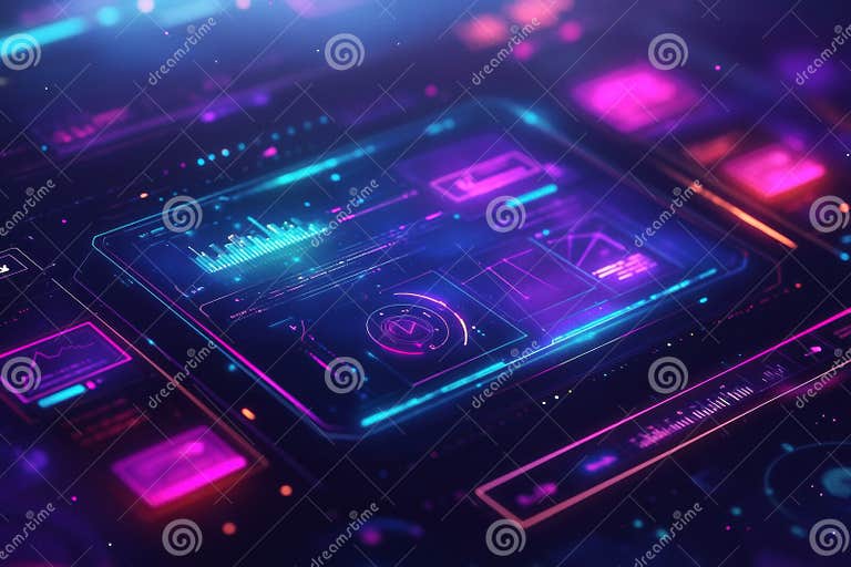 Futuristic Digital Interface Displaying Analytics in Vibrant Colors ...