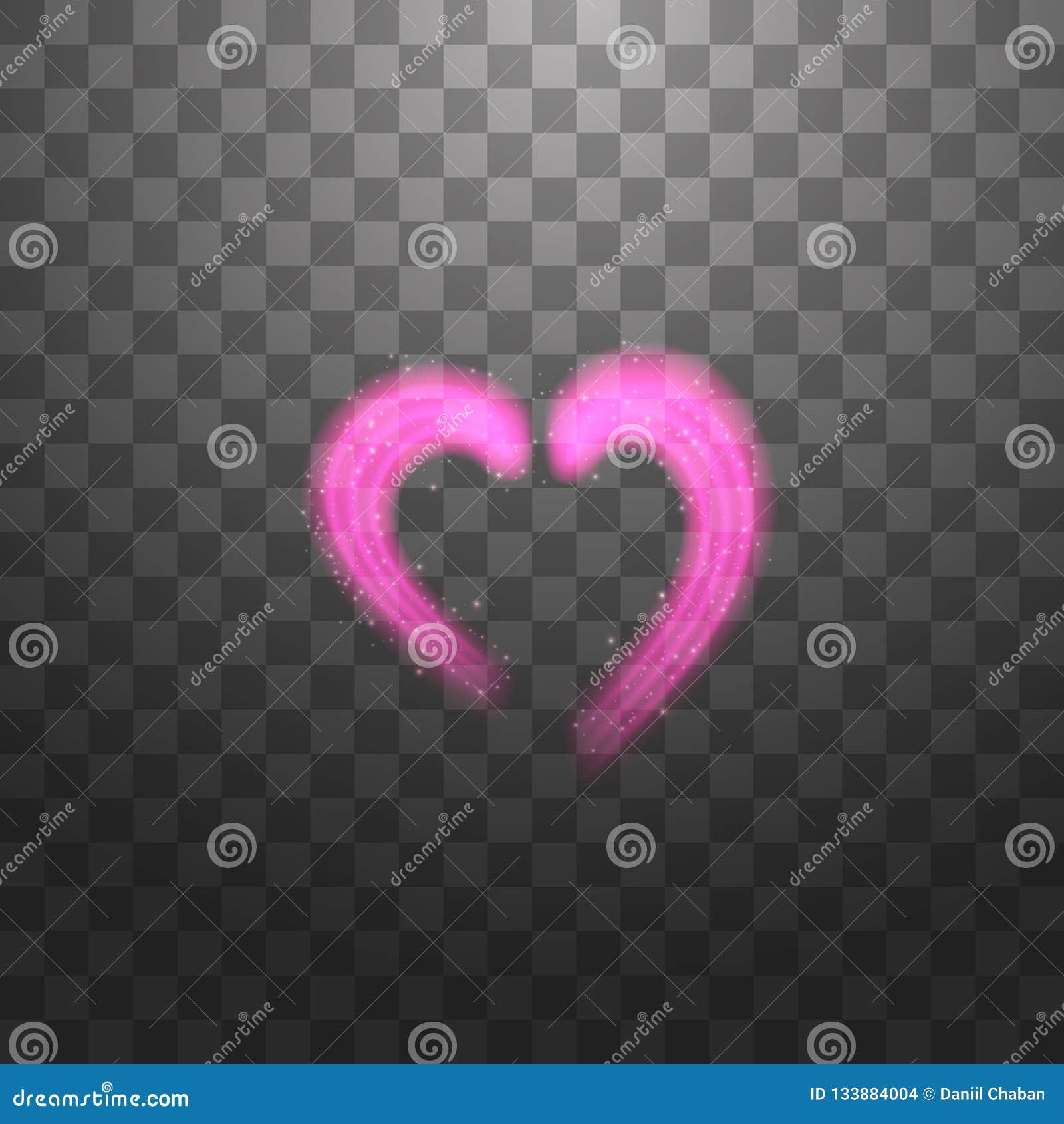 Bright Neon Heart. Heart Sign on Dark Transparent Background. Neon Glow ...