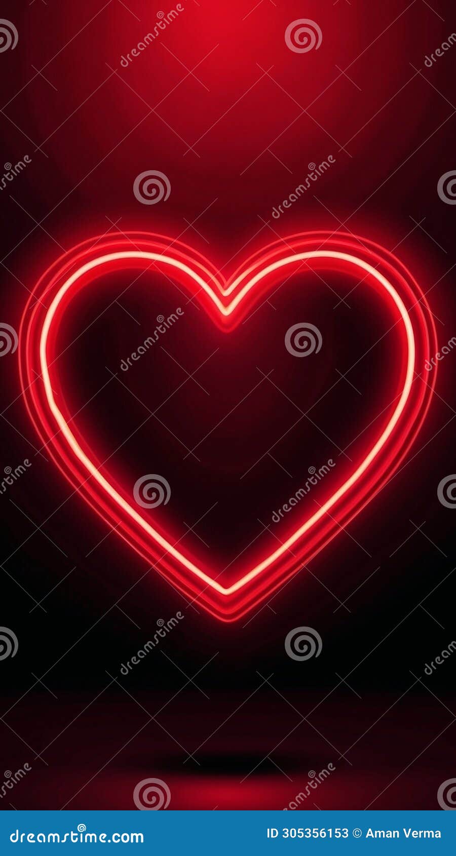 Red Neon Heart Vector Illustration on a Dark Brick Wall. Glowing Heart ...