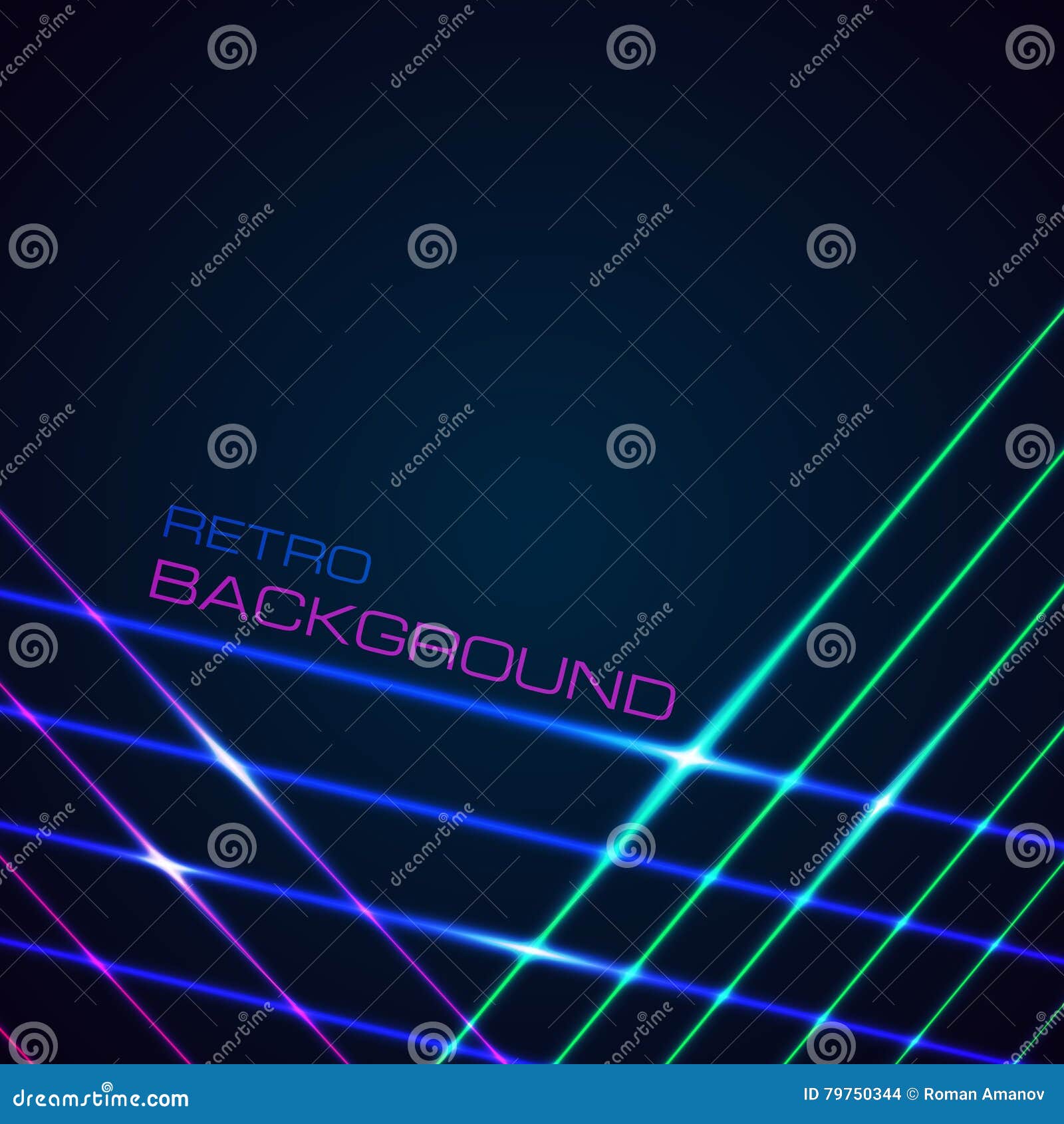Bright Neon Lines Background with Retro Style. Vector Illustration ...