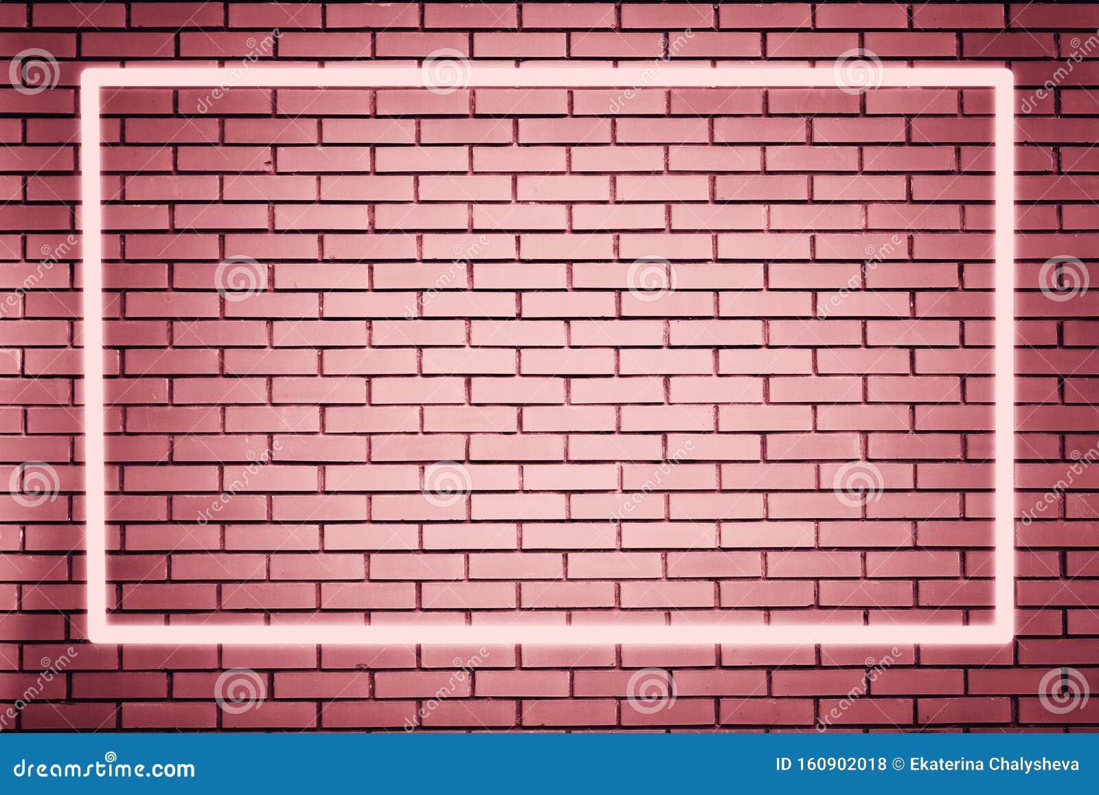 Bright Neon Pink Frame on a Brick Pink Wall As a Template for Design ...