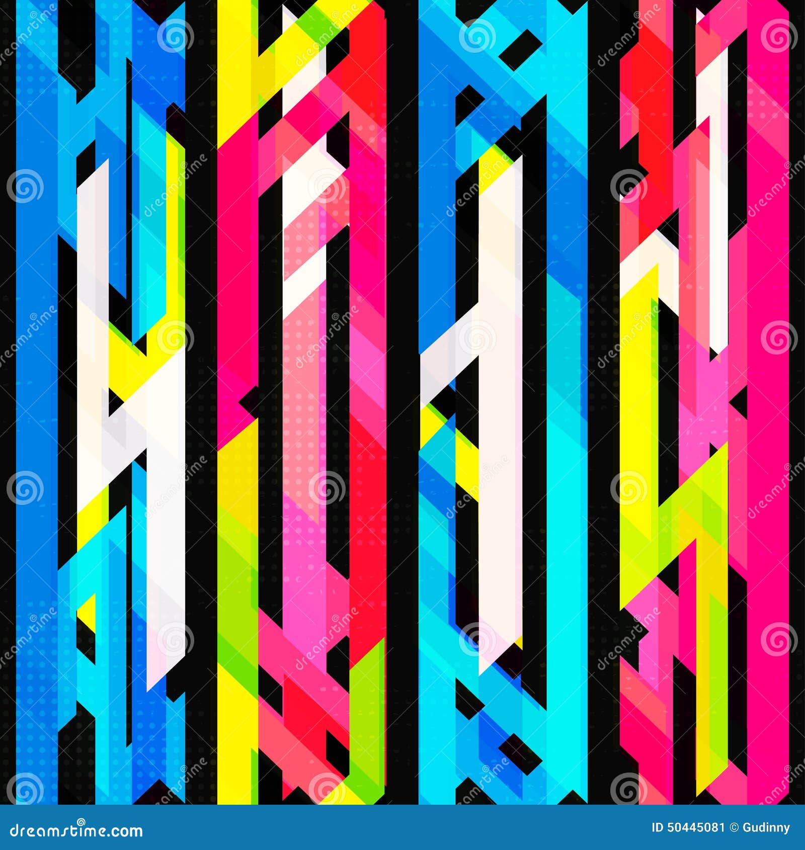 Bright Neon Seamless Pattern with Grunge Effect Stock Vector ...