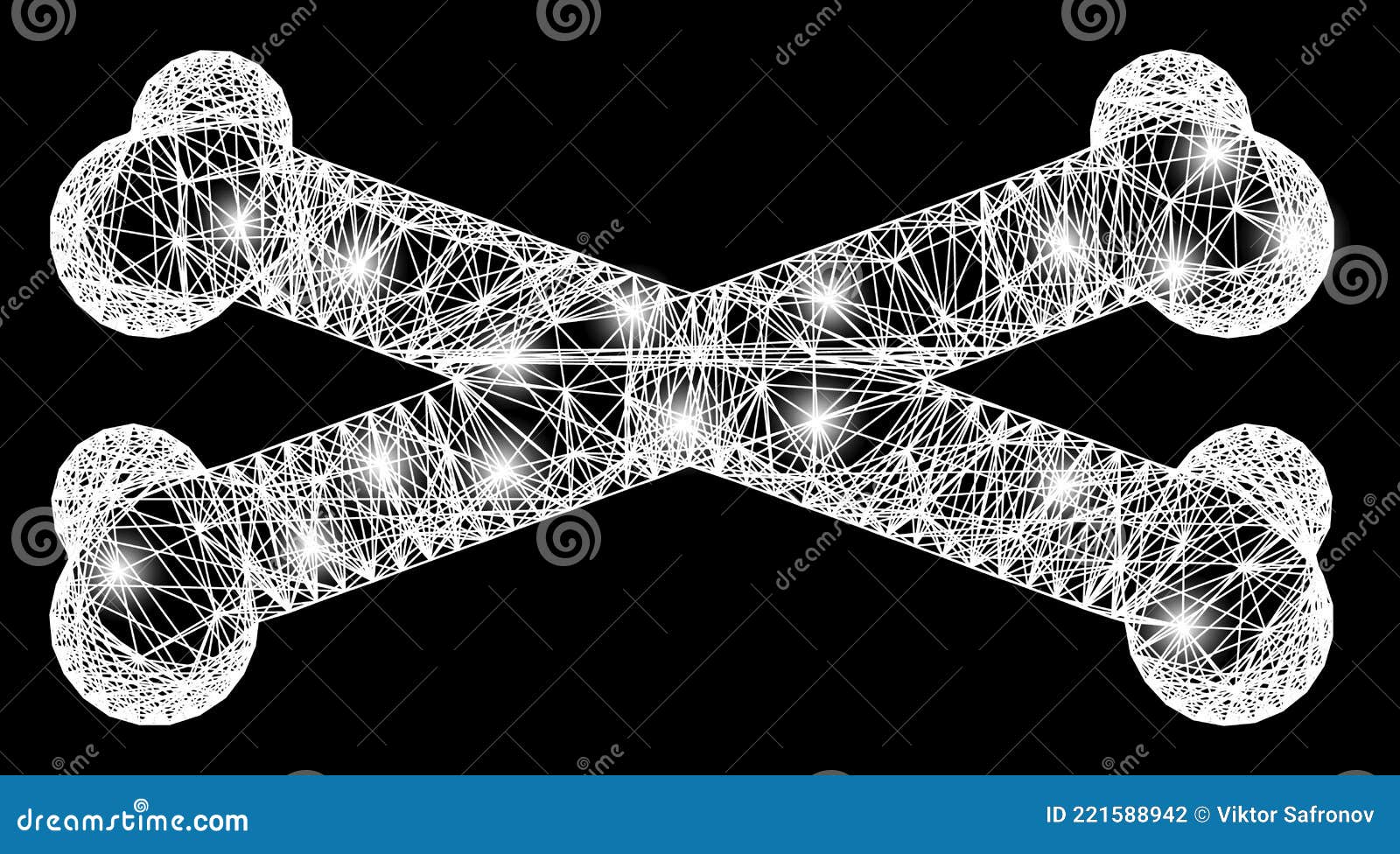 Network Bones Web Mesh with Bright Flash Nodes Stock Vector ...