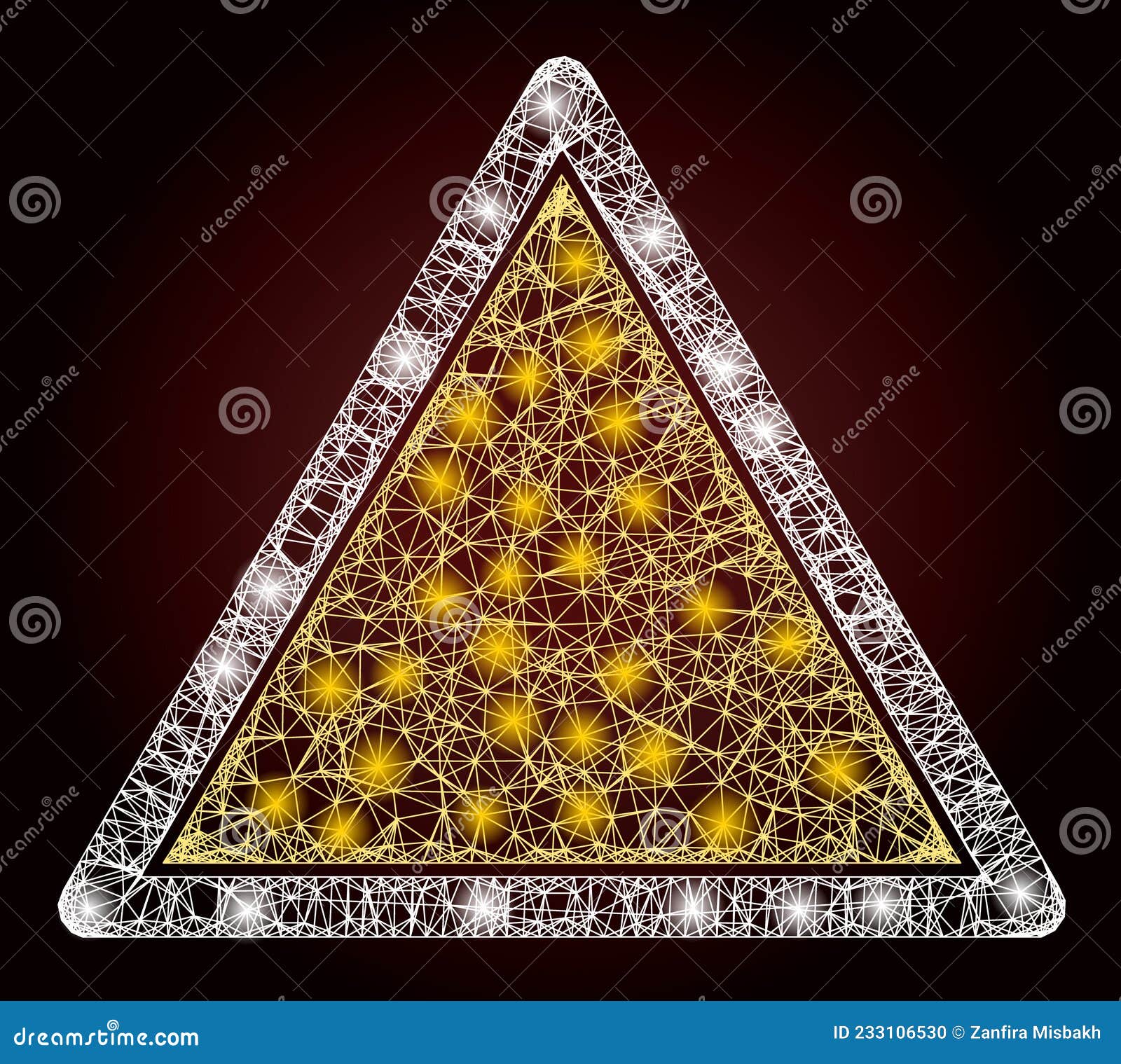 Bright Net Mesh Danger Triangle Template with Light Spots Stock Vector ...