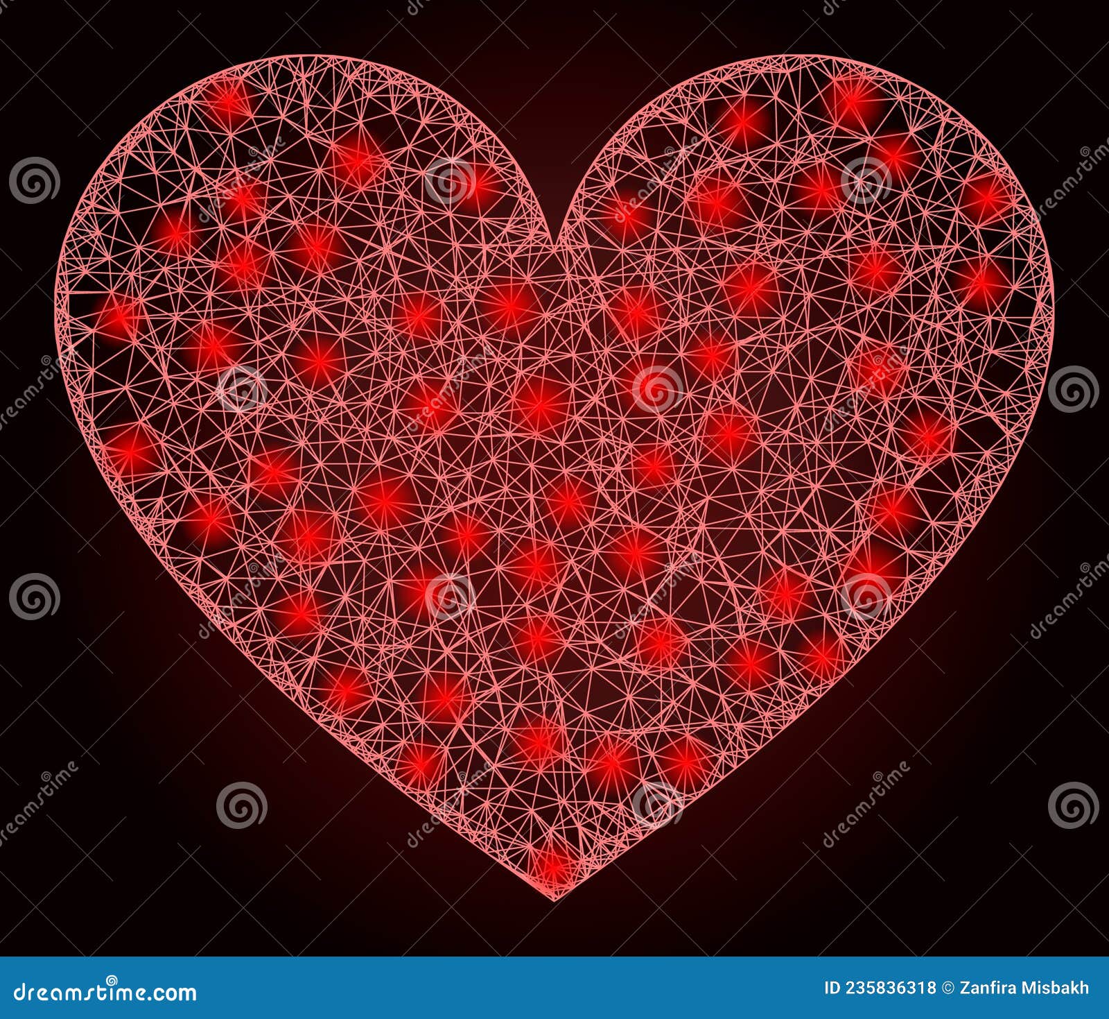Bright Net Mesh Love Heart with Lightspots Stock Vector - Illustration ...