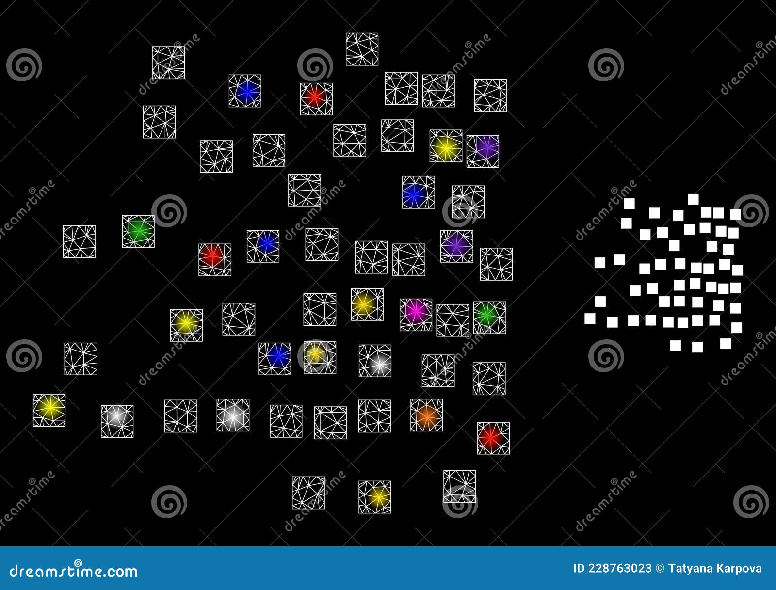 Bright Net Scattered Square Particles Icon with Glare Colorful Light ...