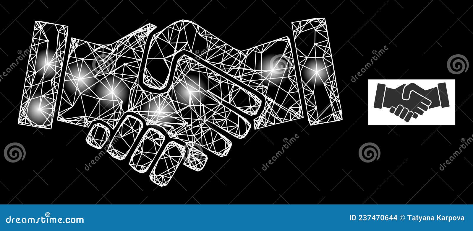 Bright Network Handshake Mesh Icon with Constellation Nodes Stock ...