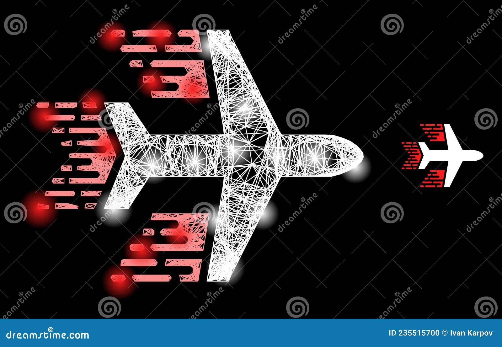 Bright Network Mesh Aircraft with Lightspots Stock Vector ...