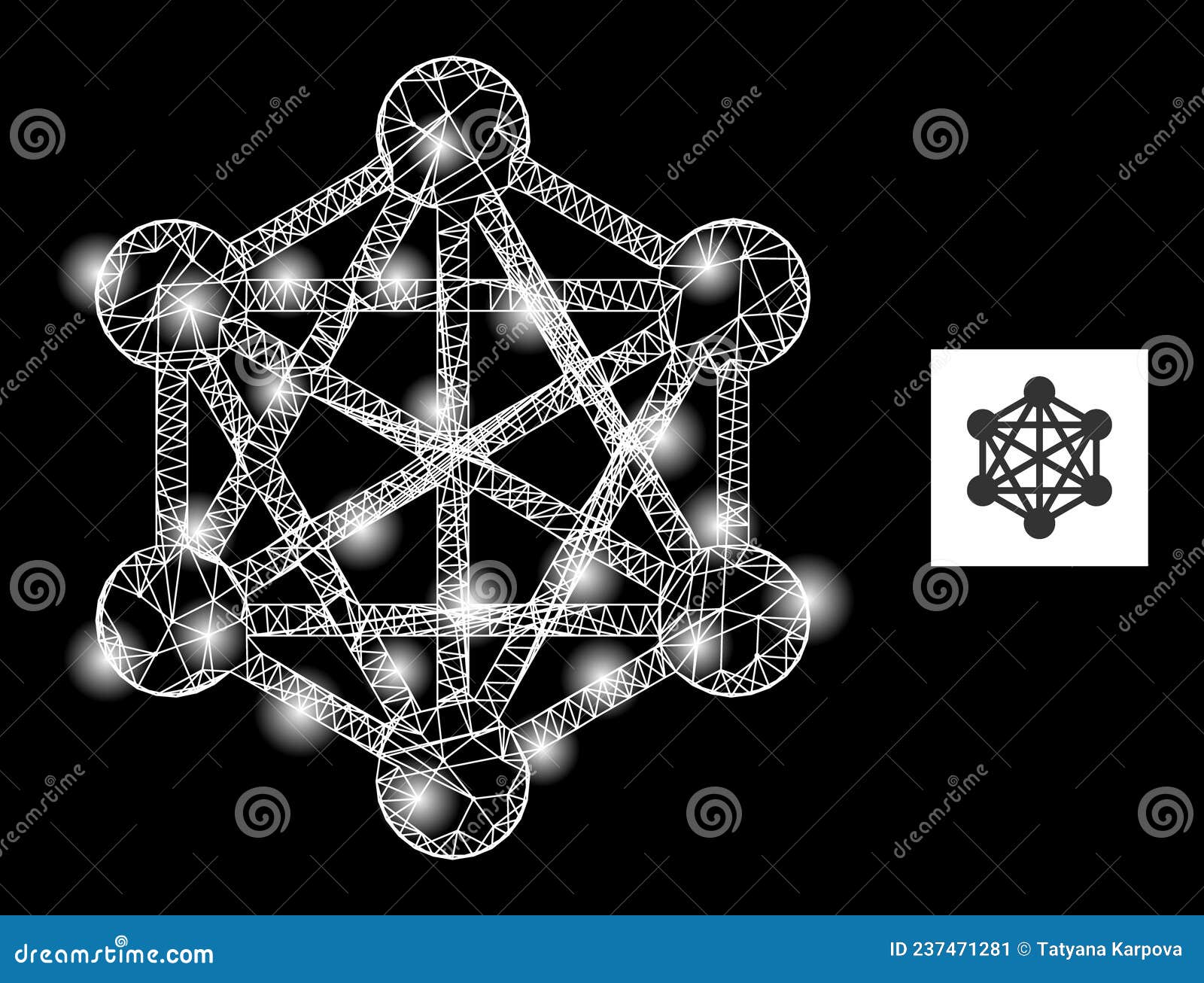 Bright Network Mesh Icon with Sparkles Stock Vector - Illustration of ...