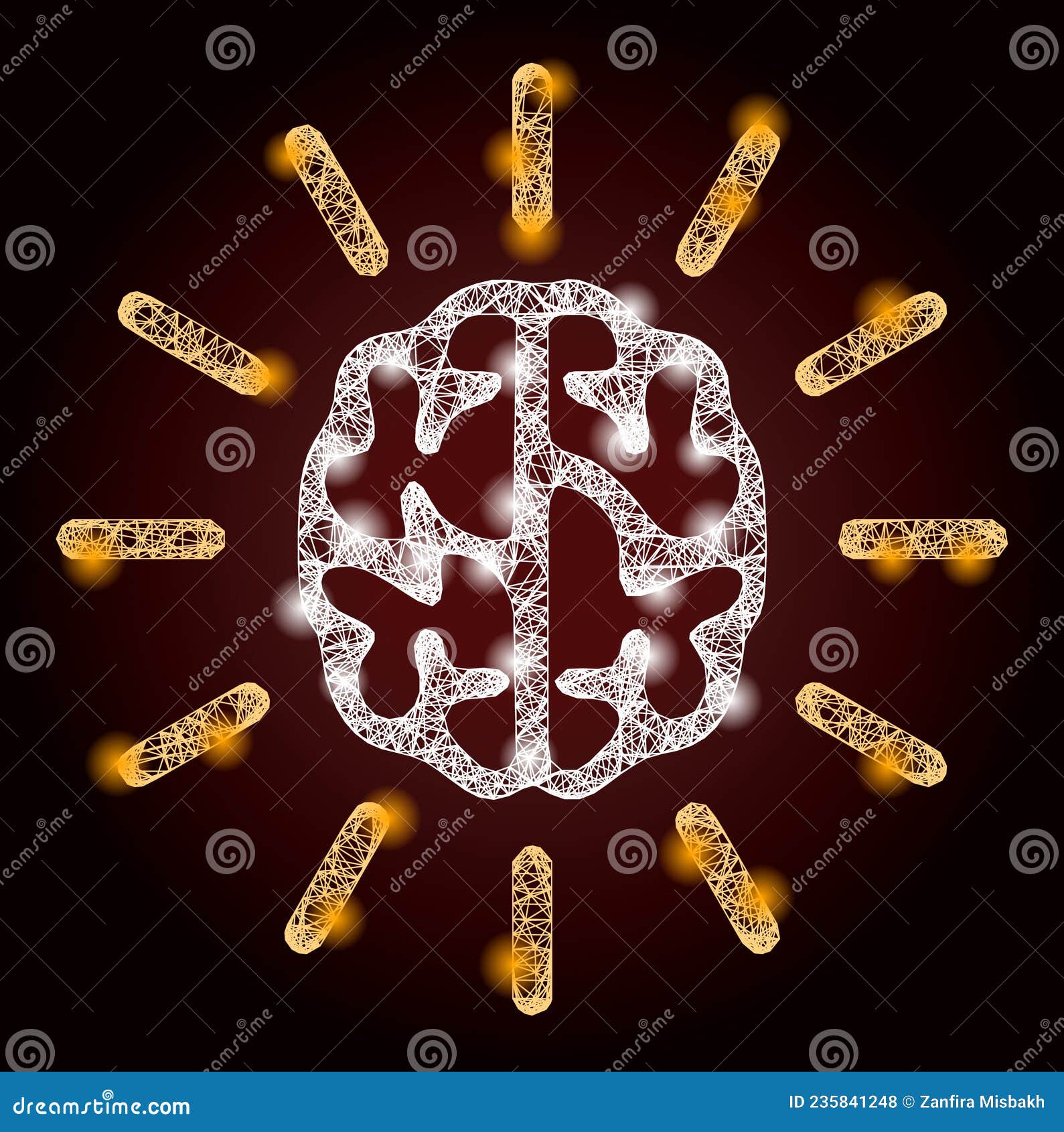 Bright Network Mesh Mind Light with Glare Spots Stock Vector ...