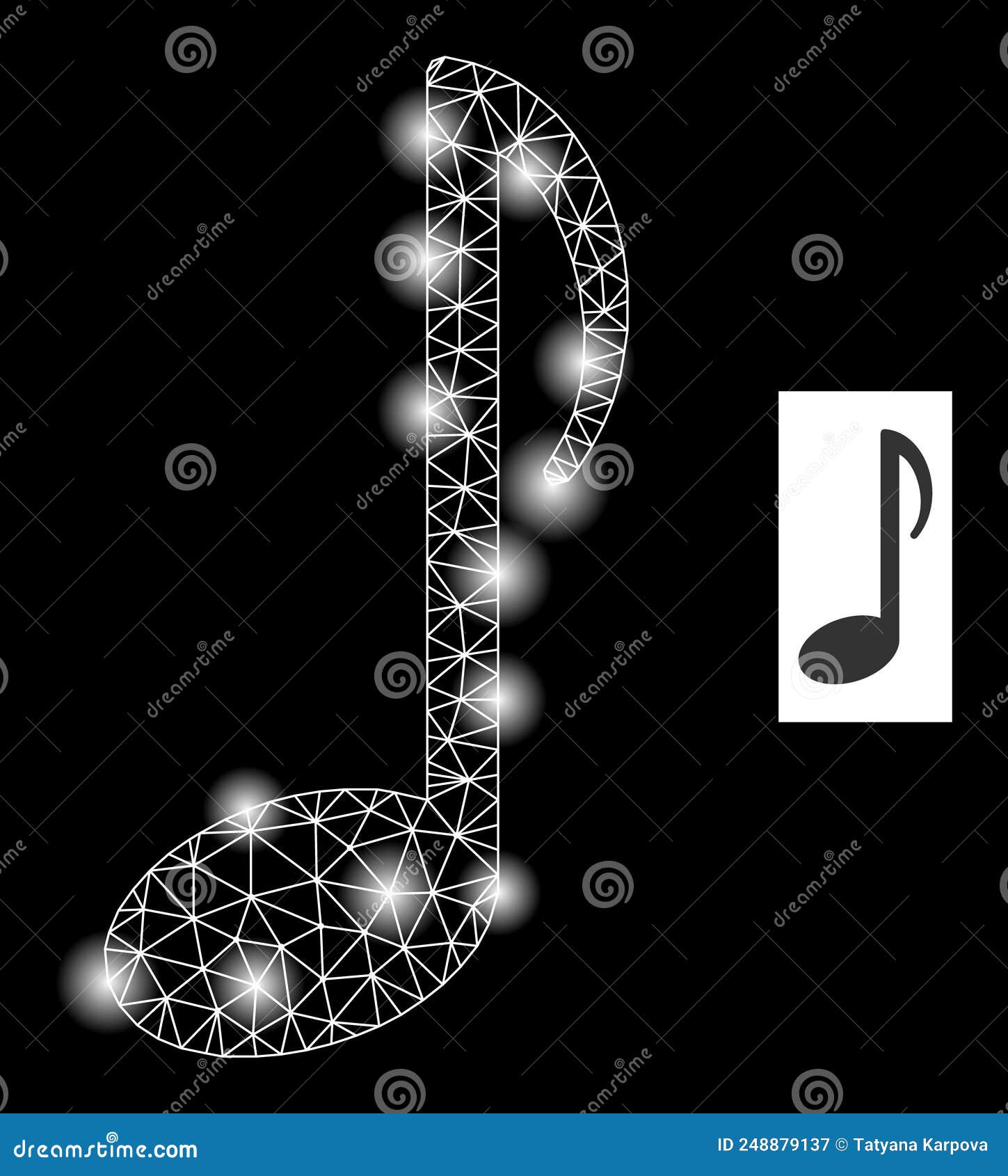 Bright Network Music Note Icon with Glare Lightspots Stock Vector ...