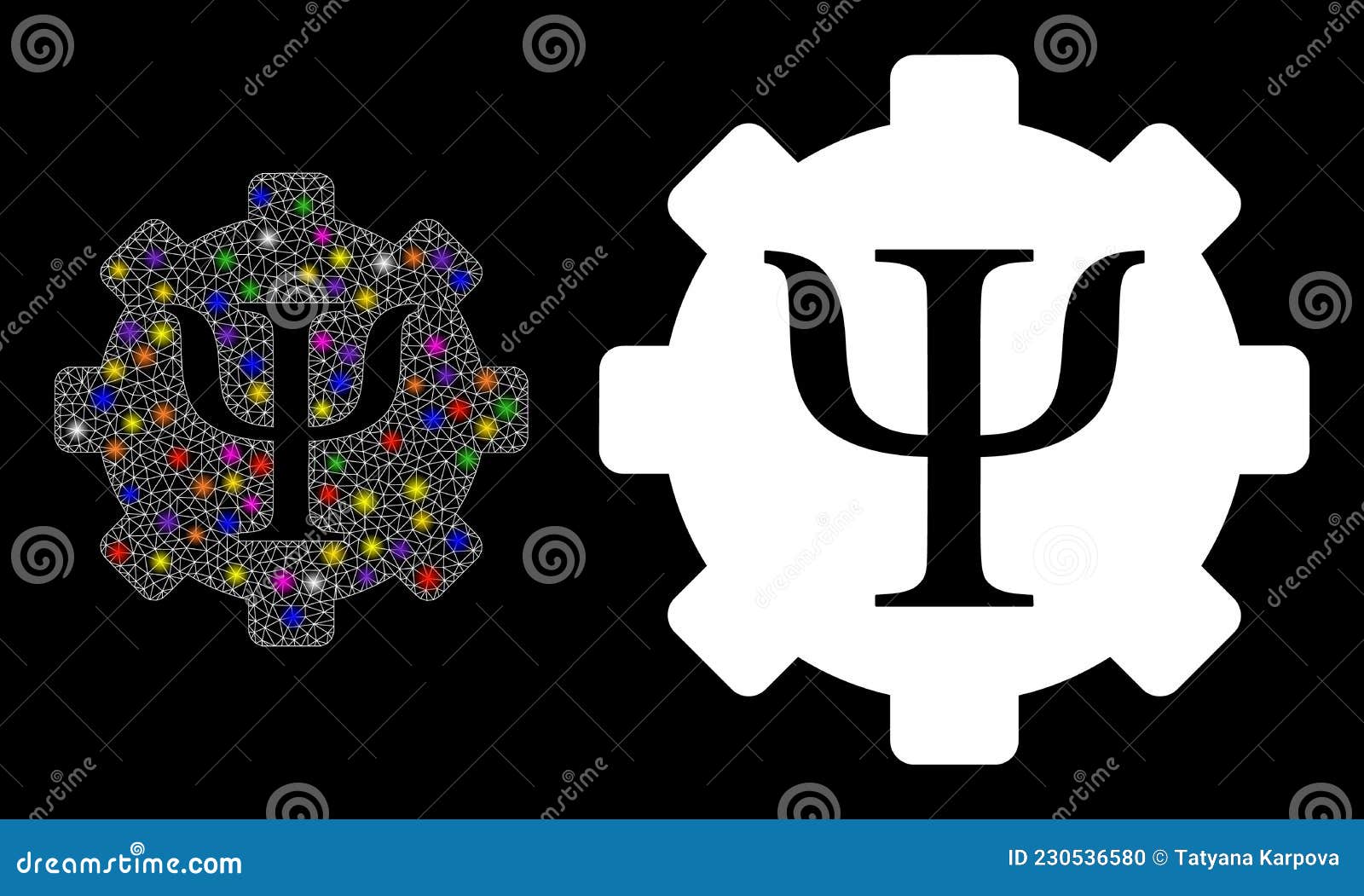 Bright Network Psychology Techniques Icon with Glare Color Light Spots ...