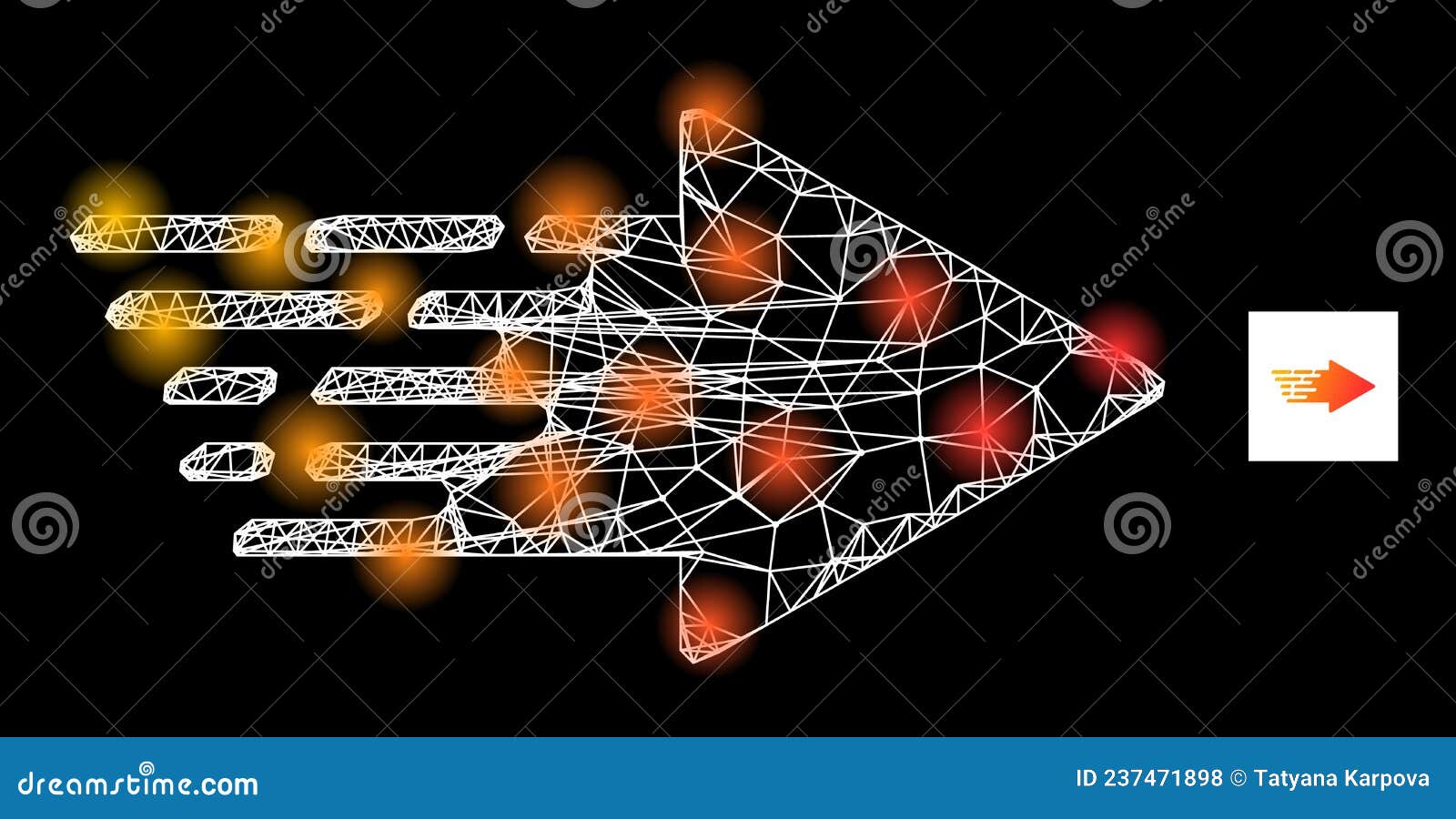 Bright Network Rush Arrow Mesh Icon with Lightspots Stock Photo - Image ...