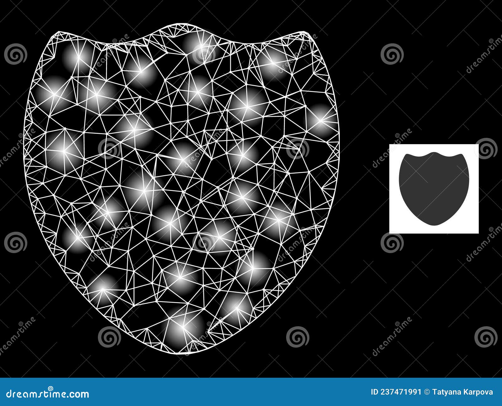 Bright Network Shield Mesh Icon with Glare Spots Stock Vector ...