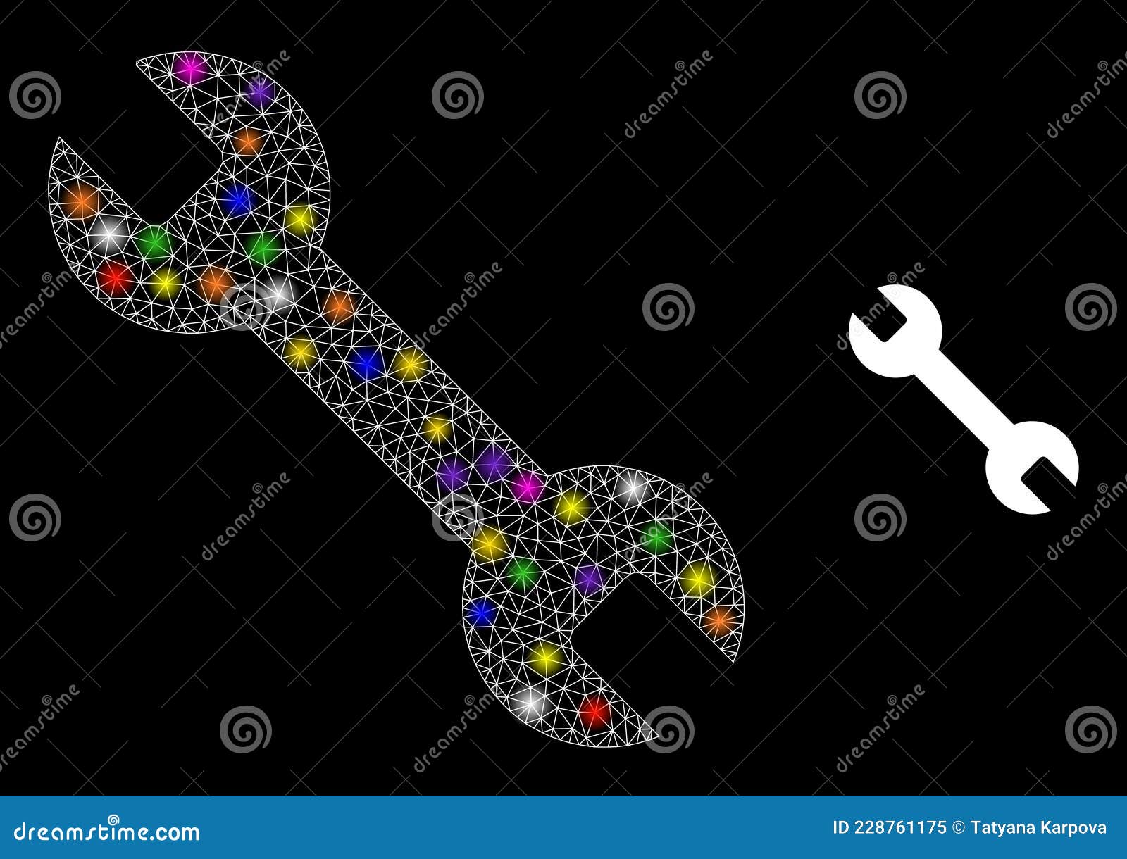Bright Network Spanner Icon with Glare Colored Lightspots Stock Vector ...