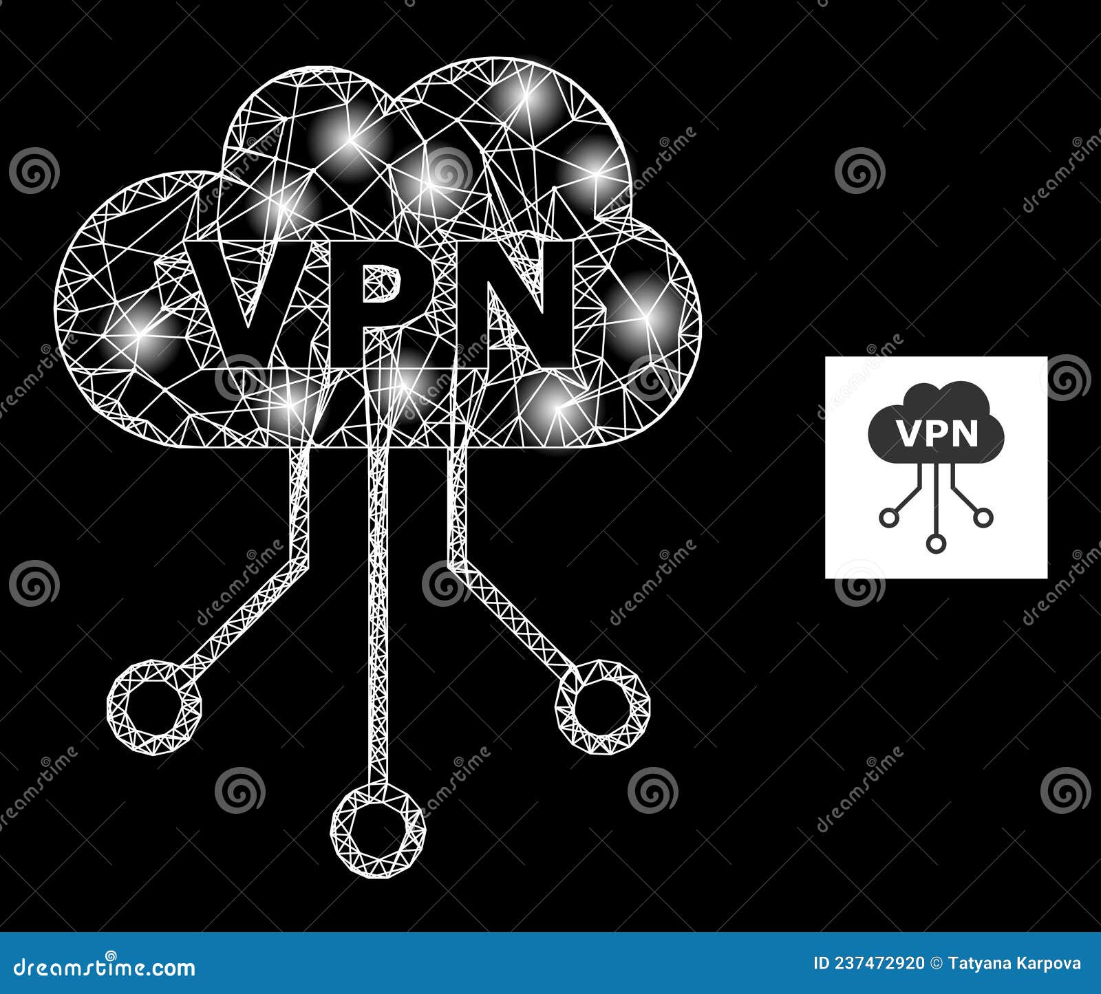 Bright Network VPN Cloud Mesh Icon with Sparkles Stock Photo - Image of ...