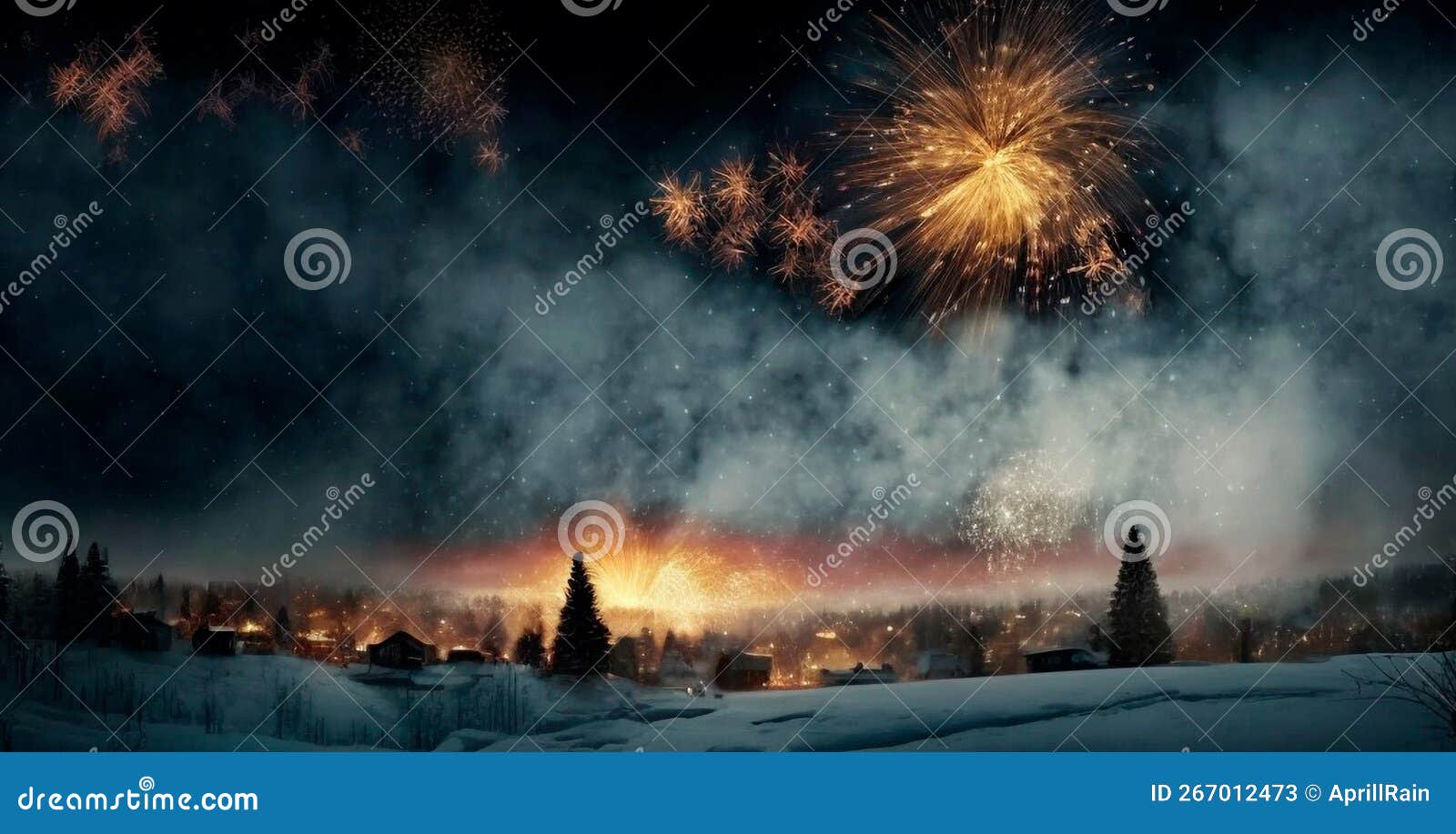 Bright Night Sky with Fireworks Stock Illustration - Illustration of ...