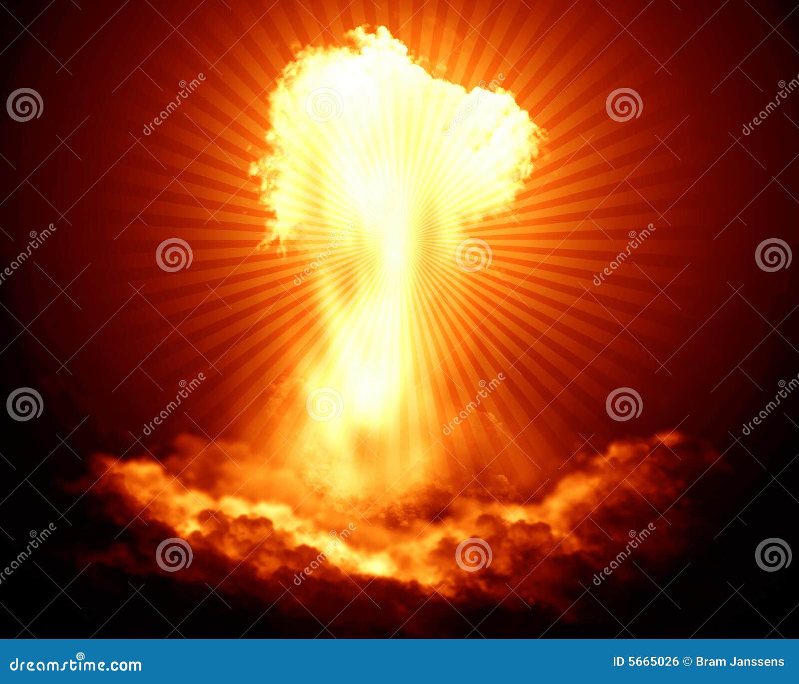 Bright nuclear explosion stock illustration. Illustration of background ...
