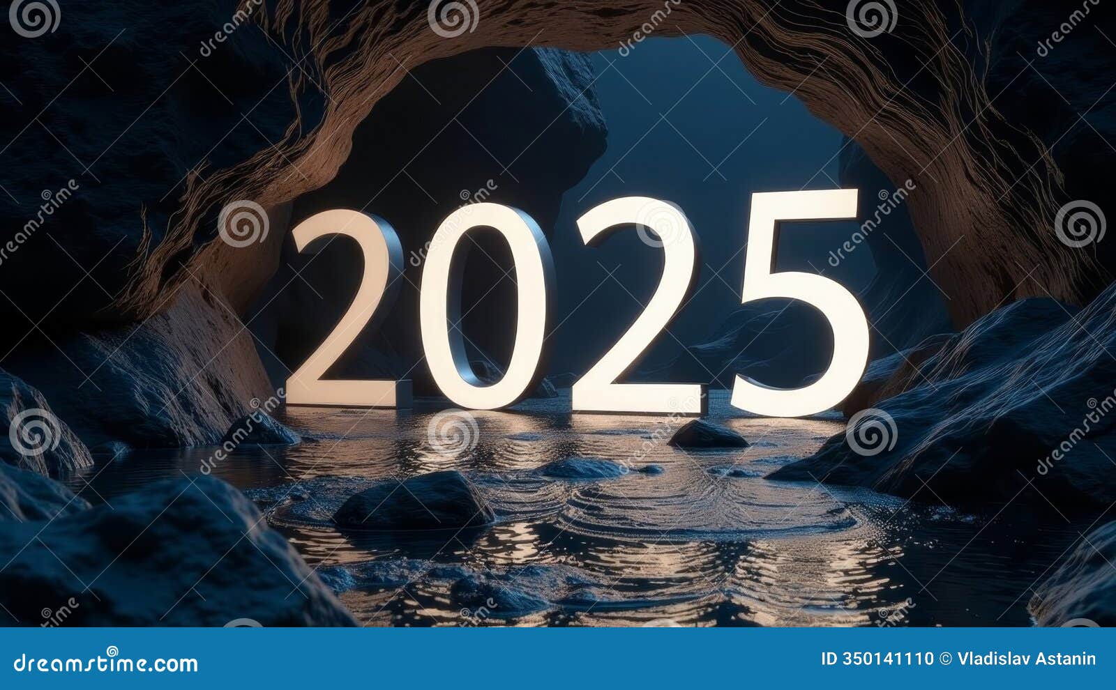 Bright Numbers 2025 in a Cave Underground Stock Photo - Image of number ...