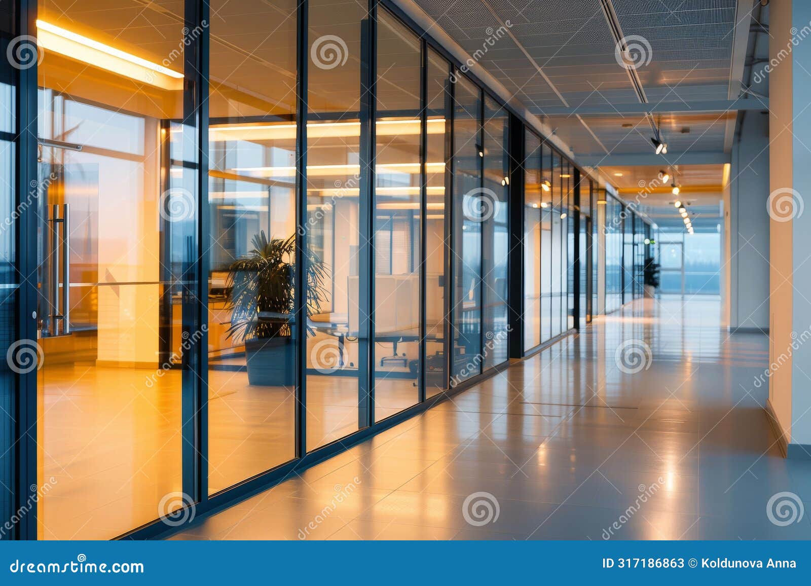 Office Hall with Glass Windows - Open Space Concept Created with ...