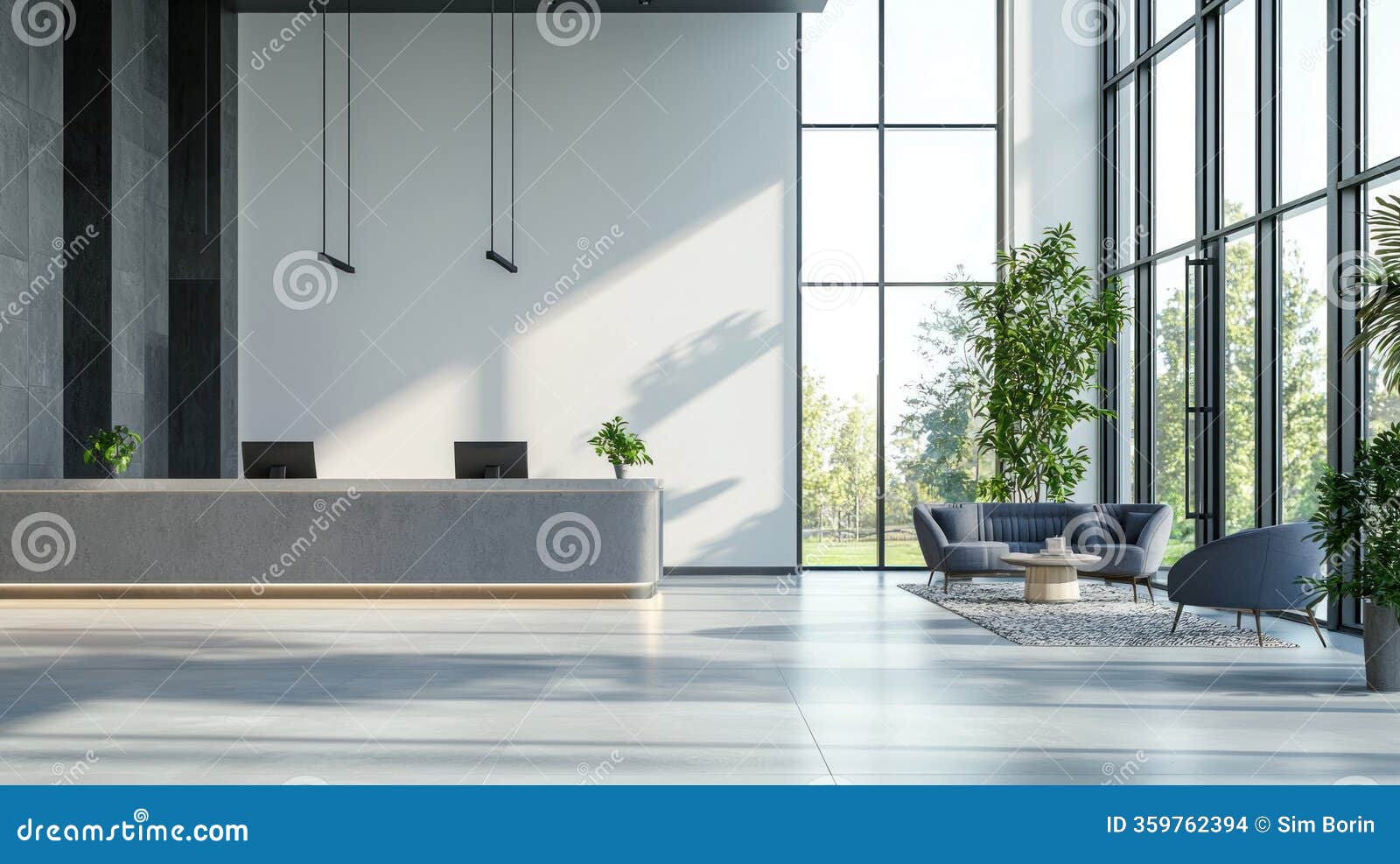 A Bright Office Reception Area with Comfortable Seating Stock Photo ...
