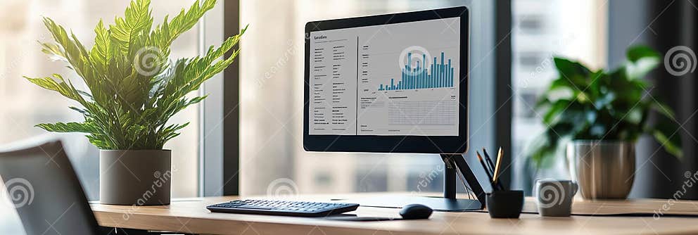 A Bright Office Space Features an Adjustable Height Desk with a ...