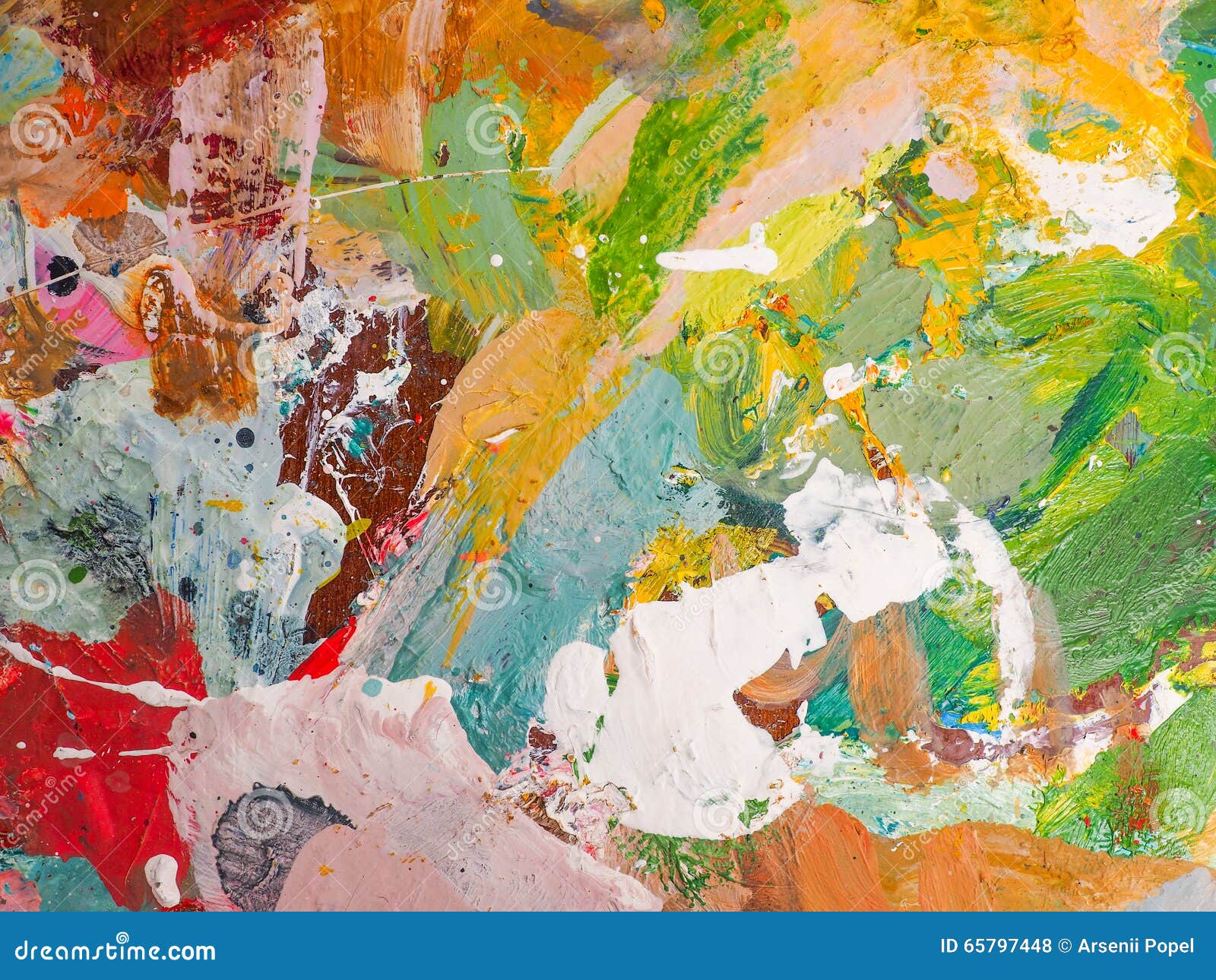 Bright Oil-paint Palette for Background Stock Photo - Image of messy ...