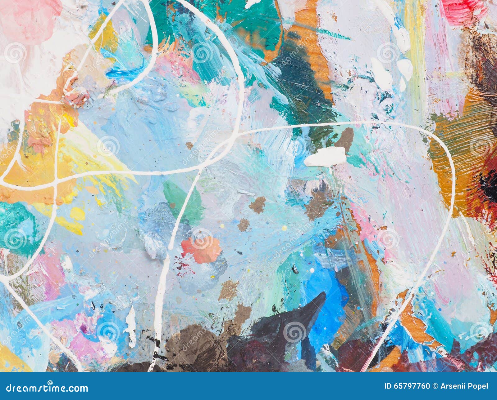 Bright Oil-paint Palette for Background Stock Photo - Image of ...