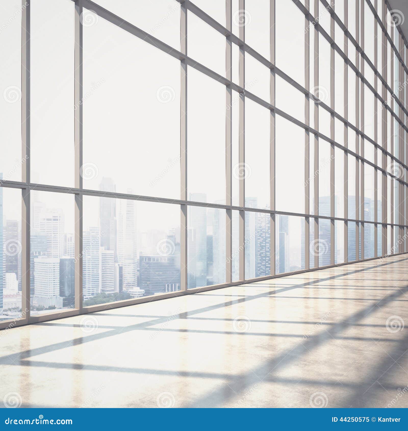 Bright Open Plan Interior with Large Windows Stock Image - Image of ...