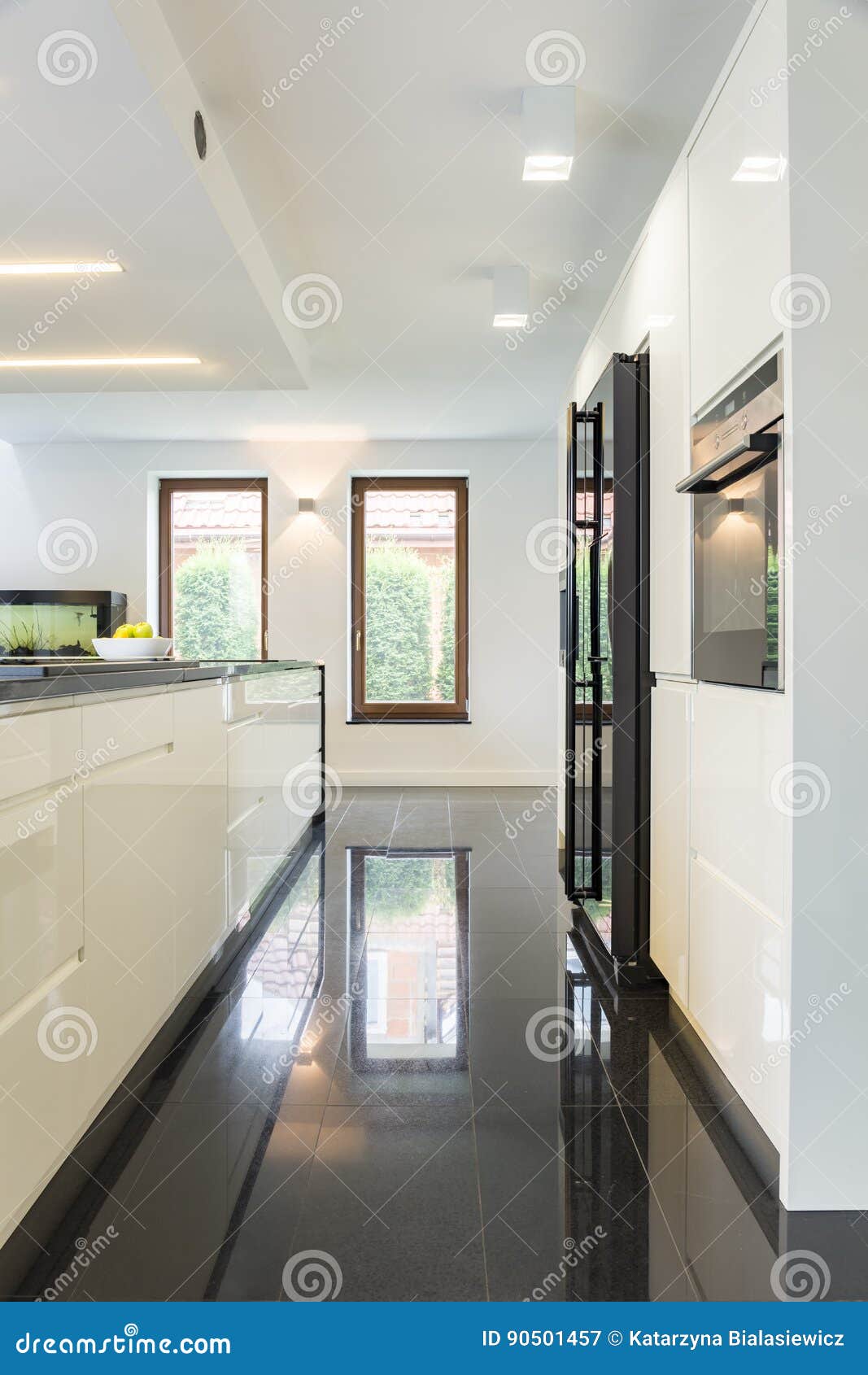 Bright open plan kitchen stock image. Image of lighted - 90501457