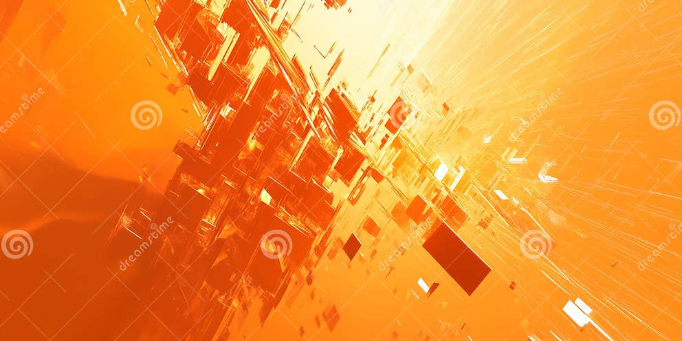 A Bright Orange Background with Abstract Angular Lines, Squares, and ...