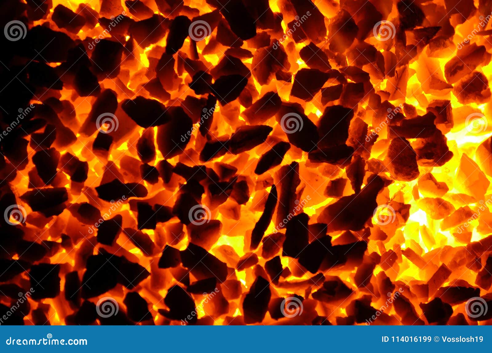 Bright Orange-black Texture of Burning Small Coal. Stock Image - Image ...