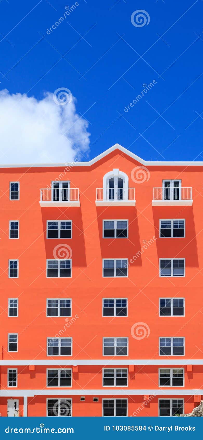 Orange Building on Blue Sky Stock Photo - Image of architecture ...