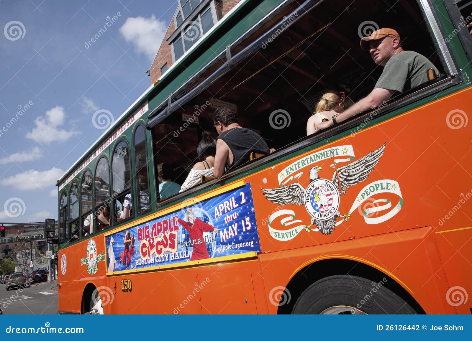 Bright Orange Bus in Boston Editorial Photography - Image of america ...