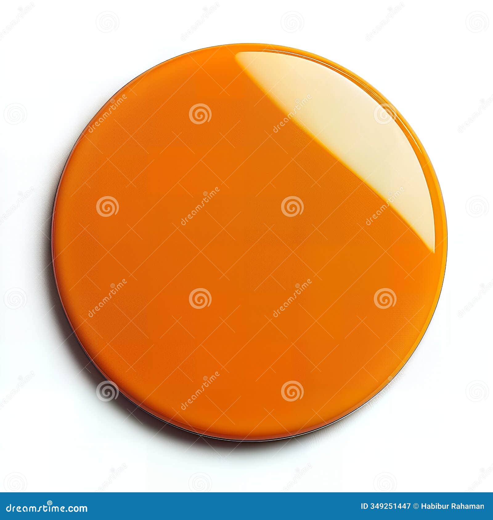 A Bright Orange Circle Button Isolated on a White Background Stock ...