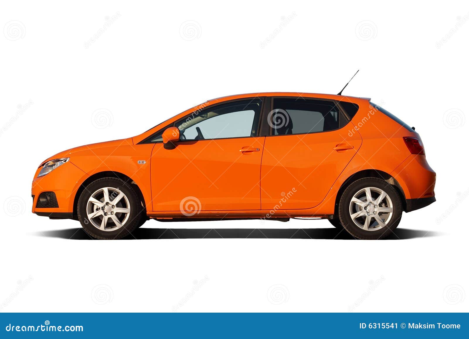 Bright Orange Compact Family Hatchback Stock Image - Image of door ...