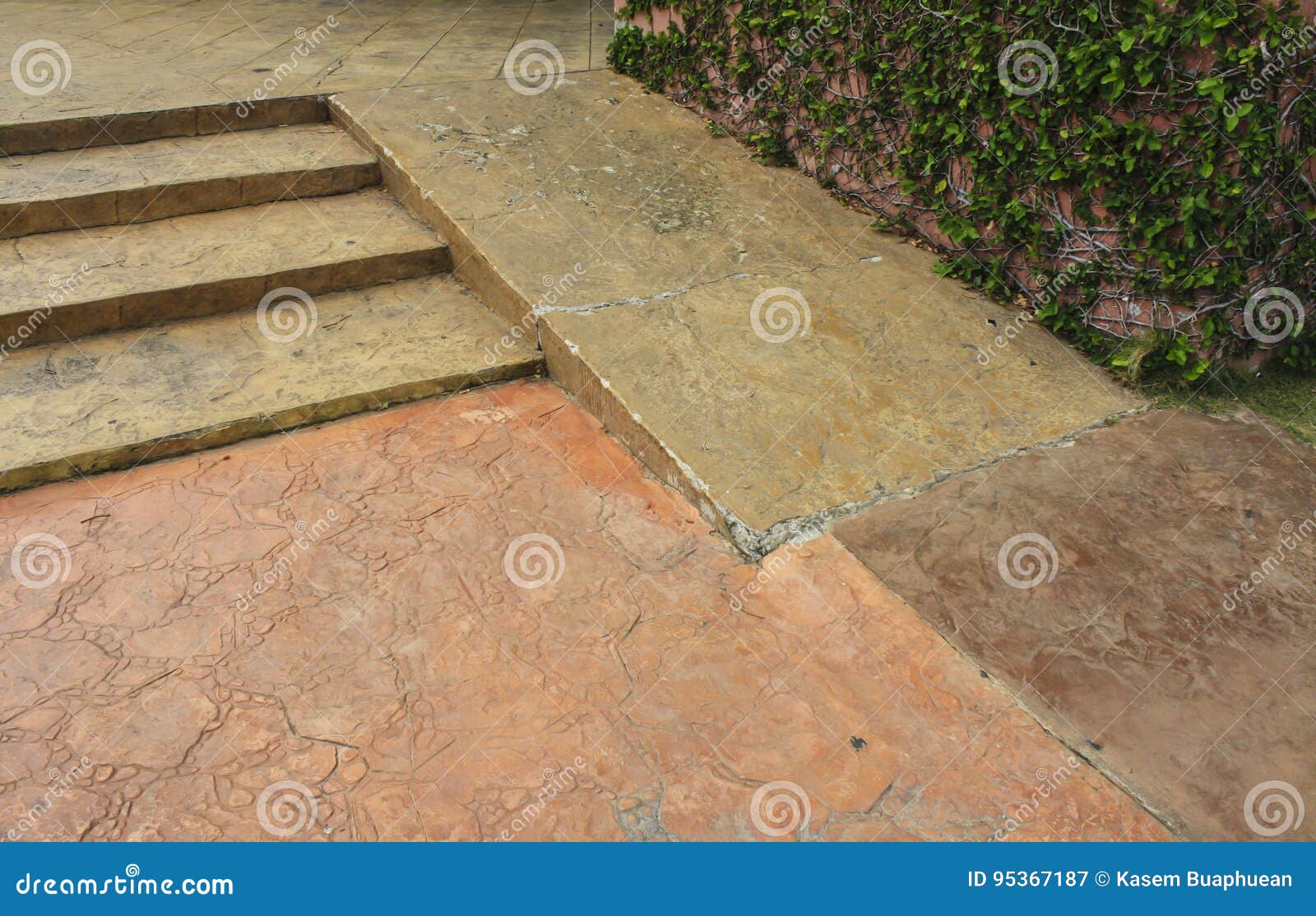 Bright Orange Concrete Steps and Ramp Way for Support Wheelchair Stock ...