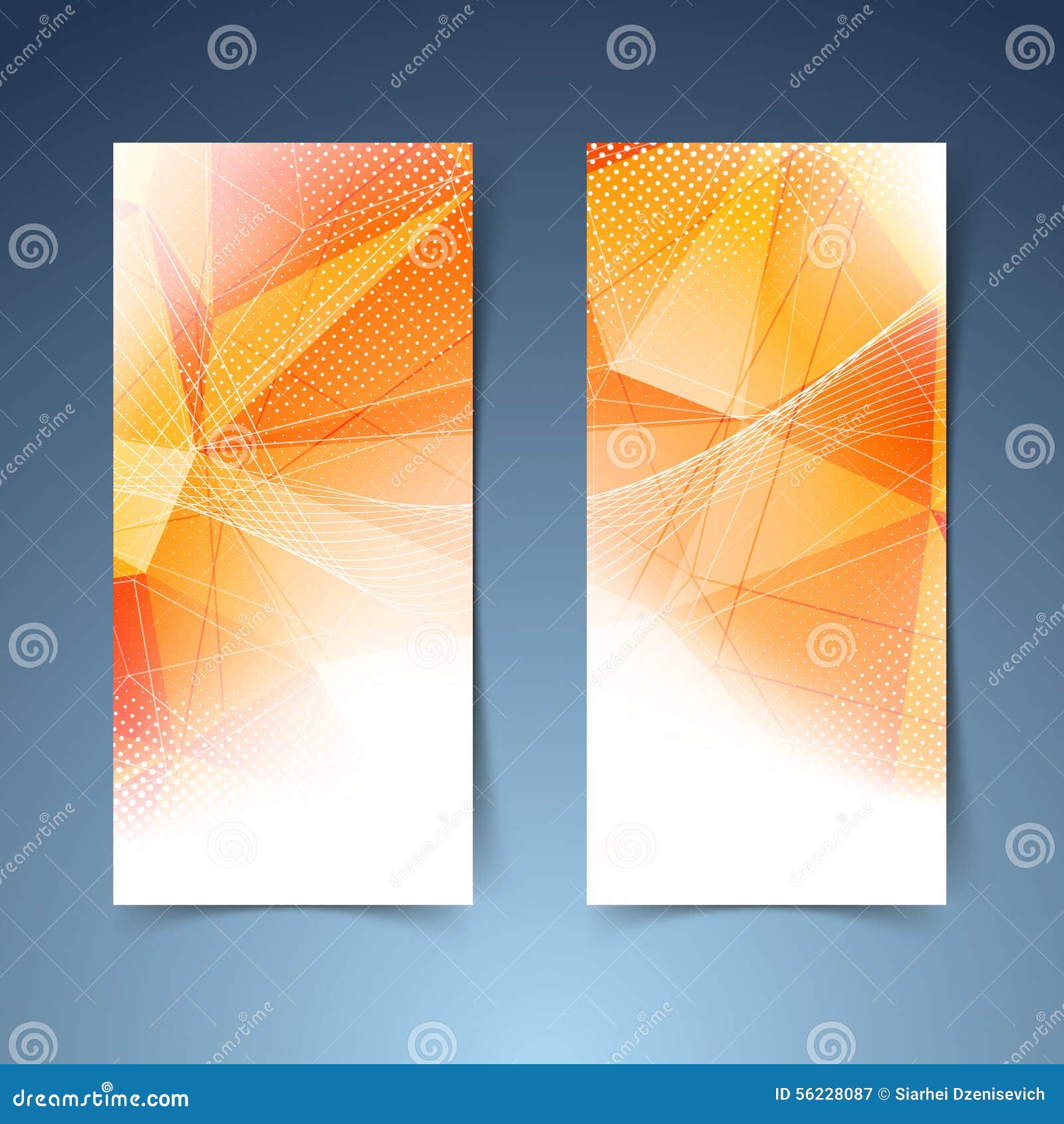 Bright Orange Crystal Structure Banner Set Stock Vector - Illustration ...