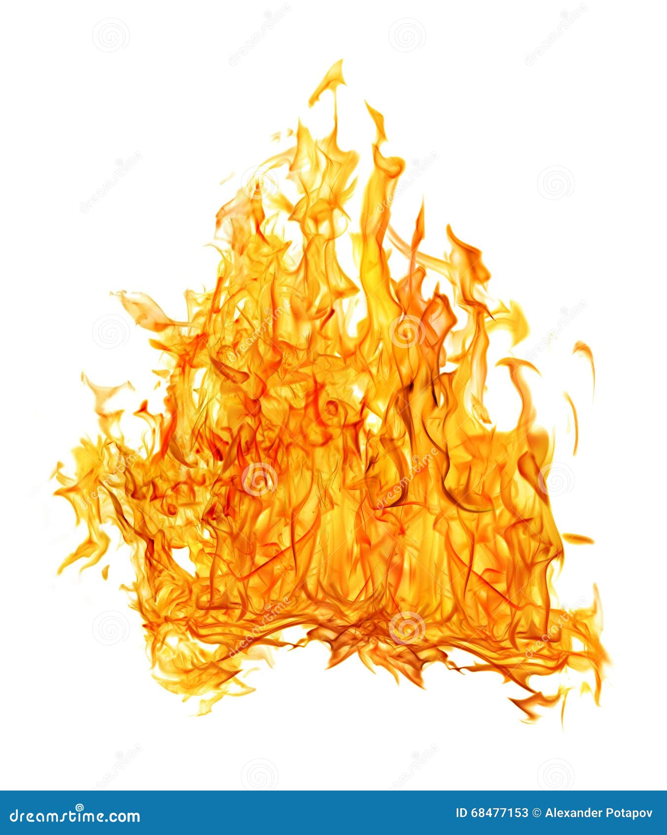 Bright Orange Dense Fire on White Background Stock Image - Image of ...